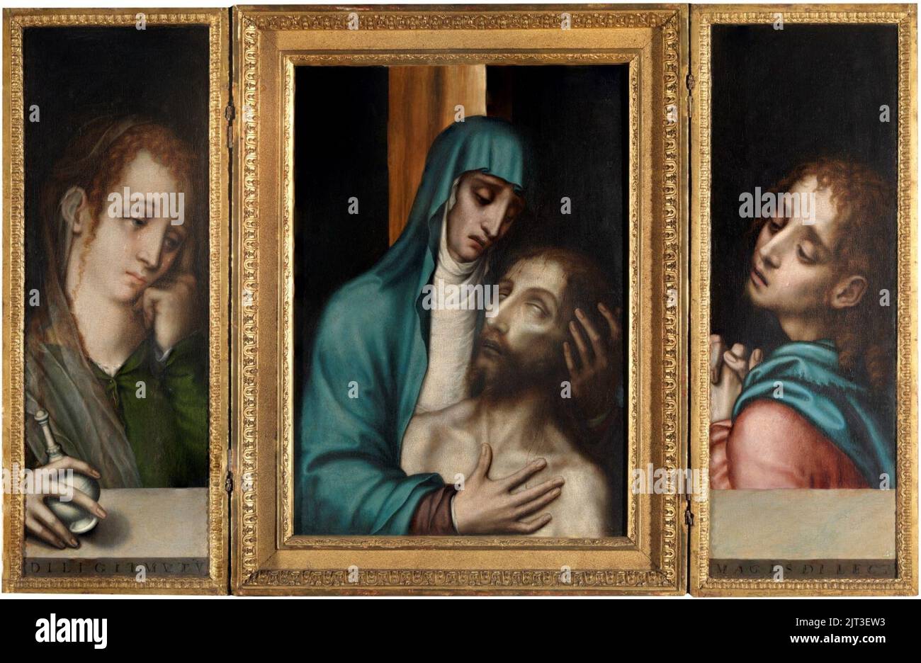 Triptych of the Pietà, St John and St Mary Magdalene Stock Photo - Alamy