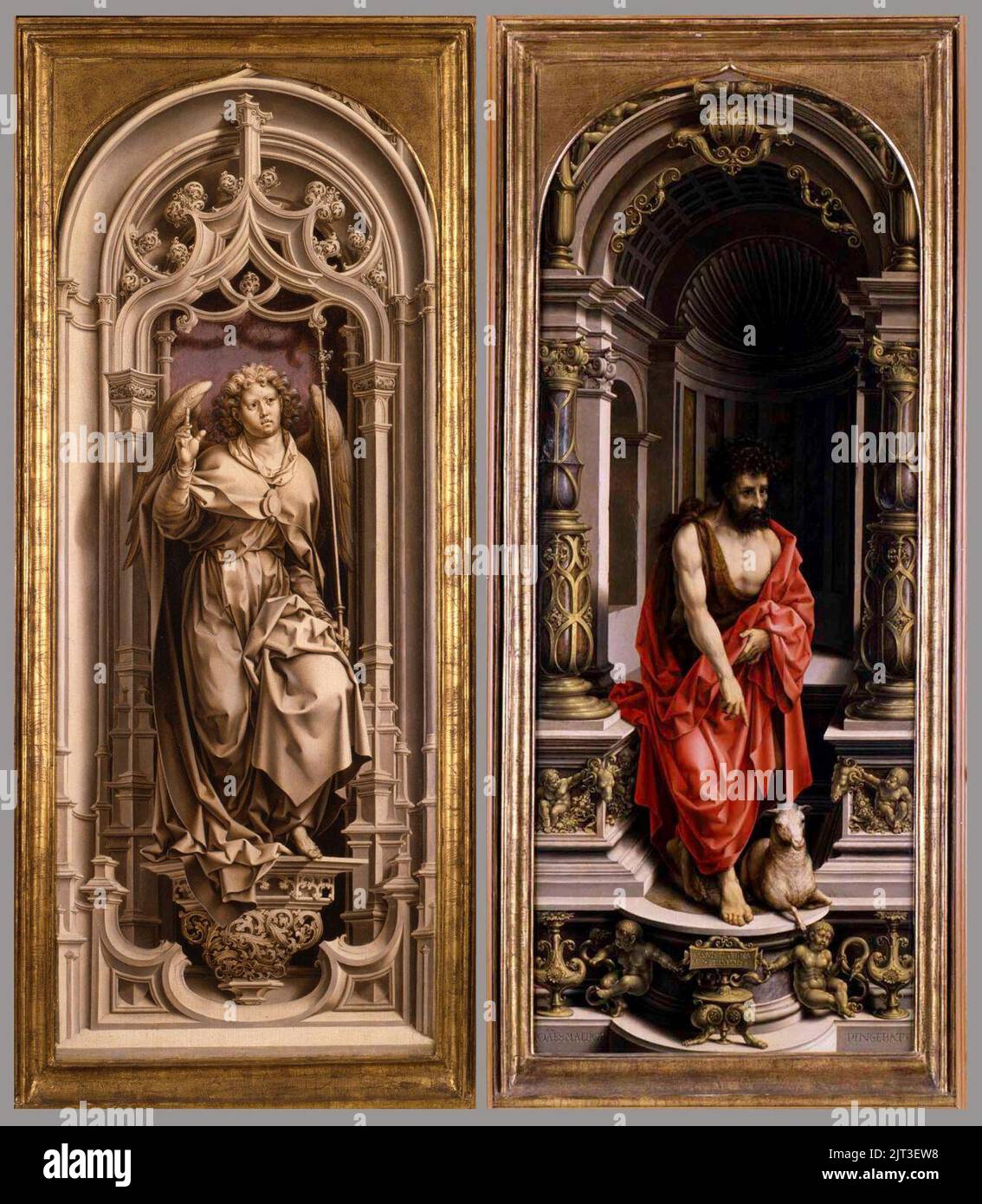 Triptych of the Descent from the Cross by Jan Gossaert - Left wing Stock Photo - Alamy