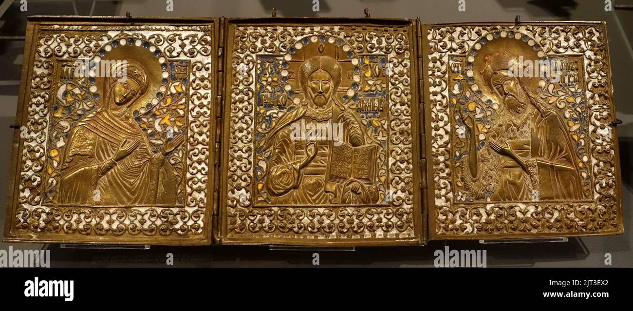 Triptych of the Virgin Mary, Christ Pantocrates, and John the Baptist ...