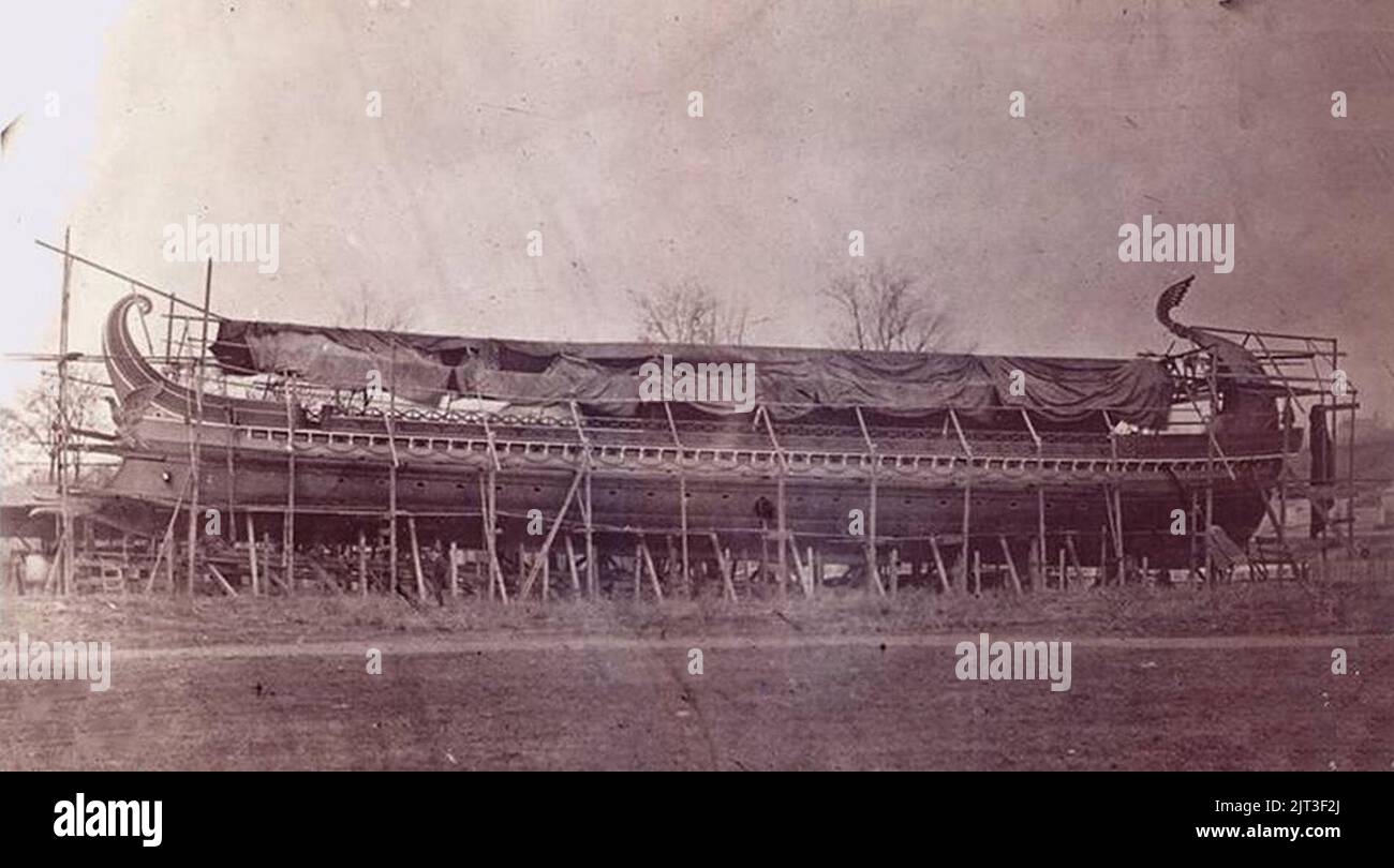 Trireme of Napoleon III under construction, side view (cropped Stock ...