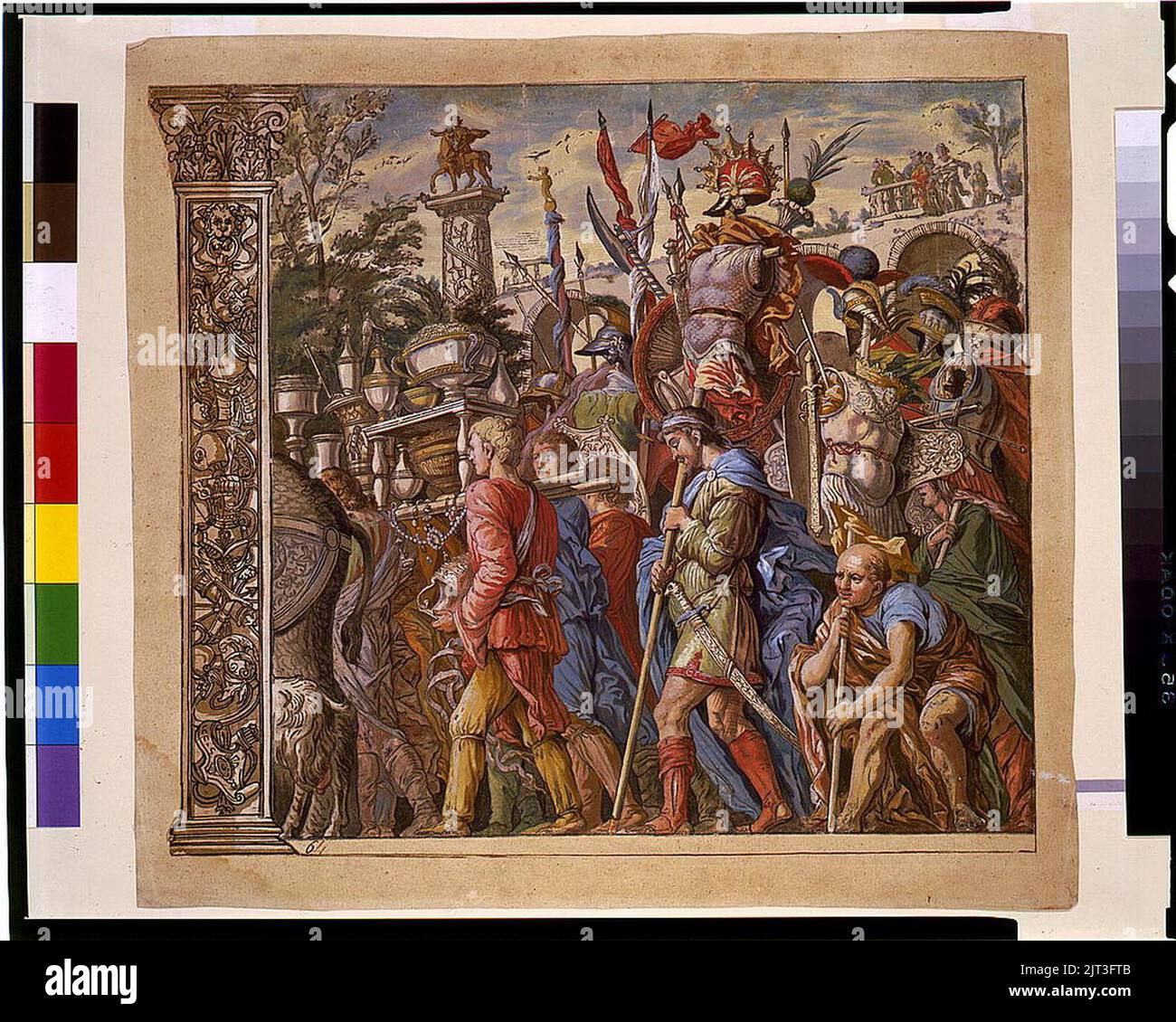 Triumph(us) Caesaris (The triumph of Julius Caesar), plate 6 Stock ...