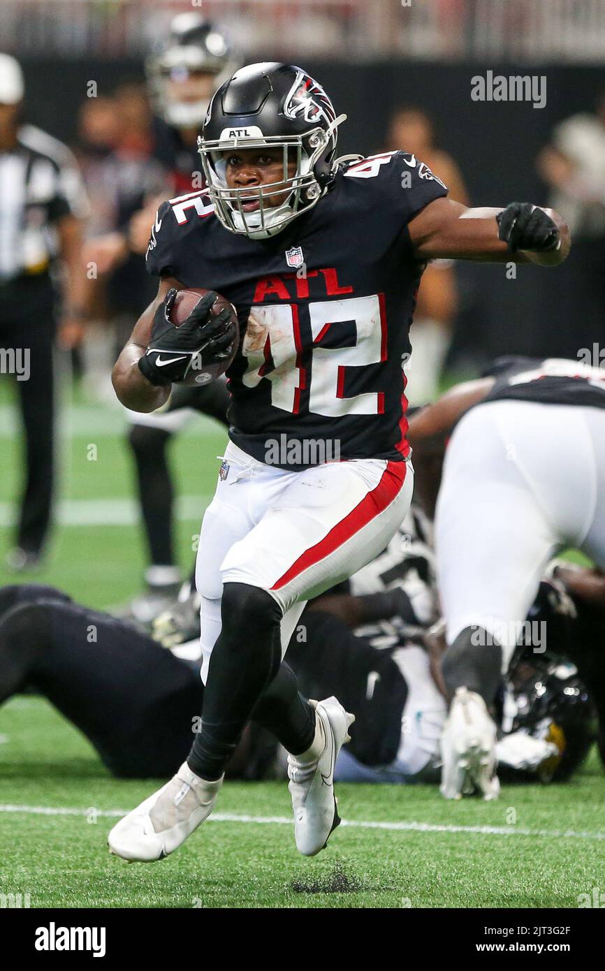 Atlanta, Georgia, USA. 27th Aug, 2022. Atlanta Falcons running back ...