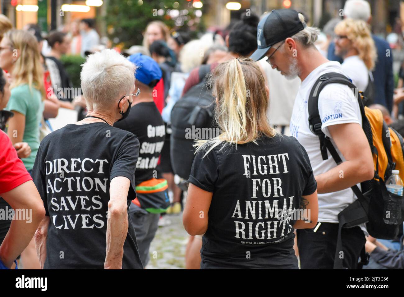 Rally participants wearing animal anti-abuse tshirts in front of the ... Rally participants wearing animal anti-abuse tshirts in front of the ...