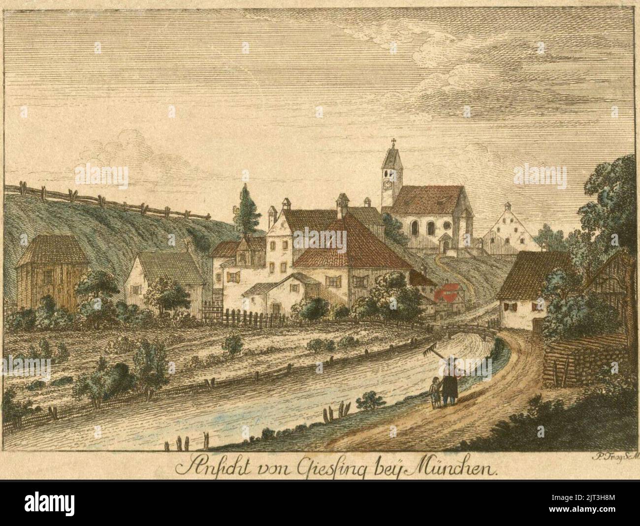 Trog, Philipp — Ansicht von Giesing — um 1800 Stock Photo - Alamy