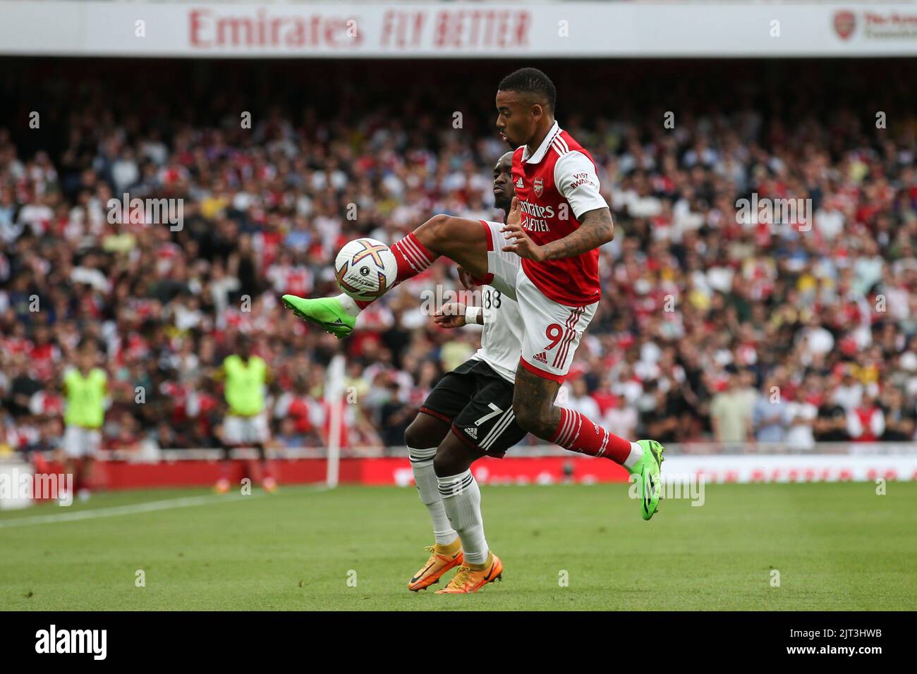 Gabriel Jesus #9 of Arsenal controls the ball Stock Photo - Alamy