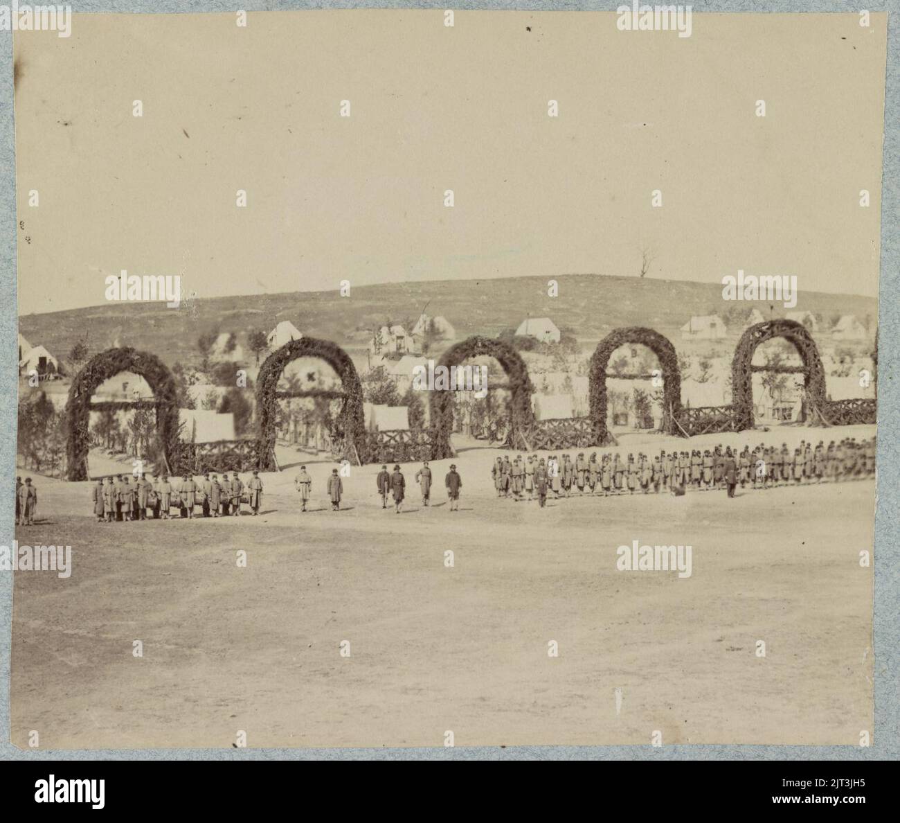 Troops in formation at Camp of the 44th New York Infantry near ...