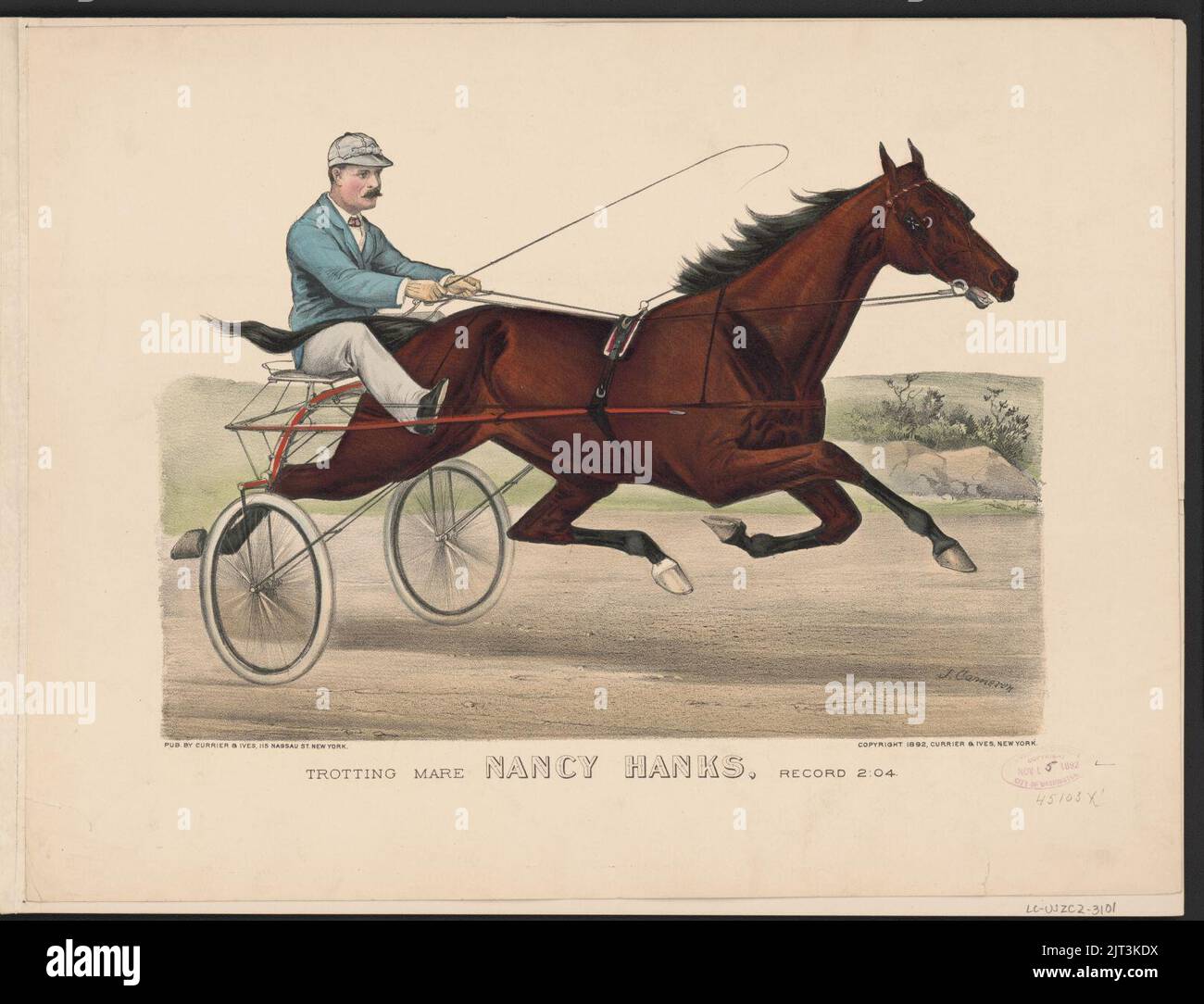 Trotting mare Nancy Hanks, record 2-04- driven by Budd Doble to a ...