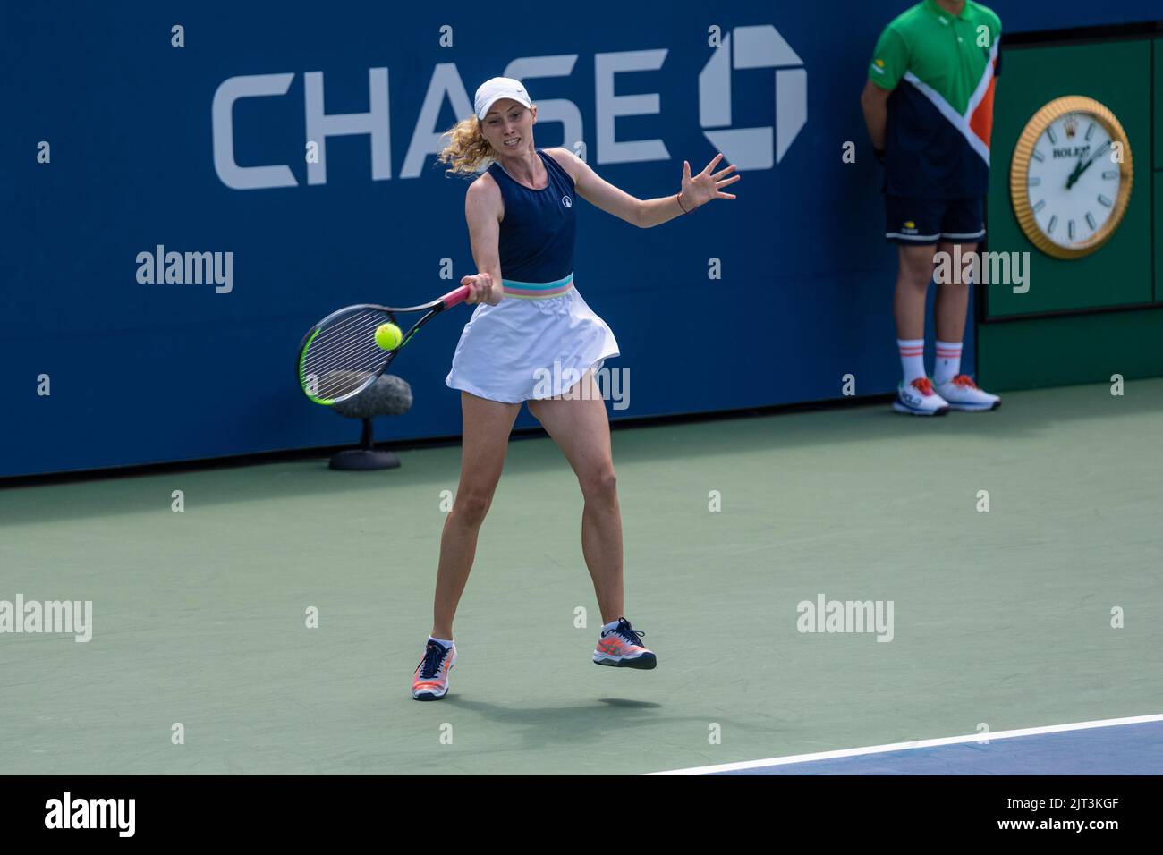 New York, NY - August 26, 2022: Cristina Bucsa of Spain returns ball ...