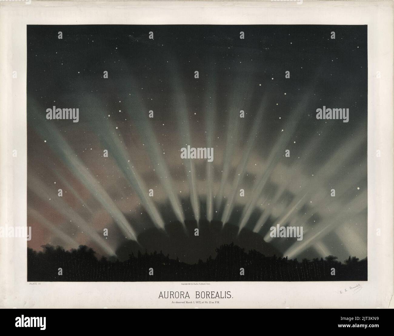 Trouvelot - Aurora Borealis - 1872 Stock Photo - Alamy