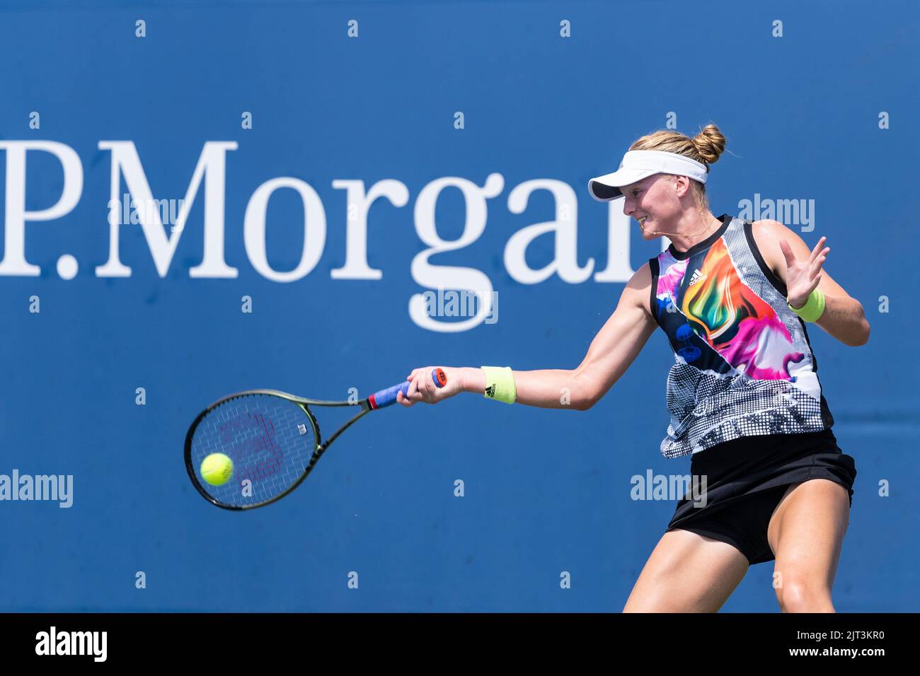 New York, NY - August 26, 2022: Ashlyn Krueger of USA returns ball ...