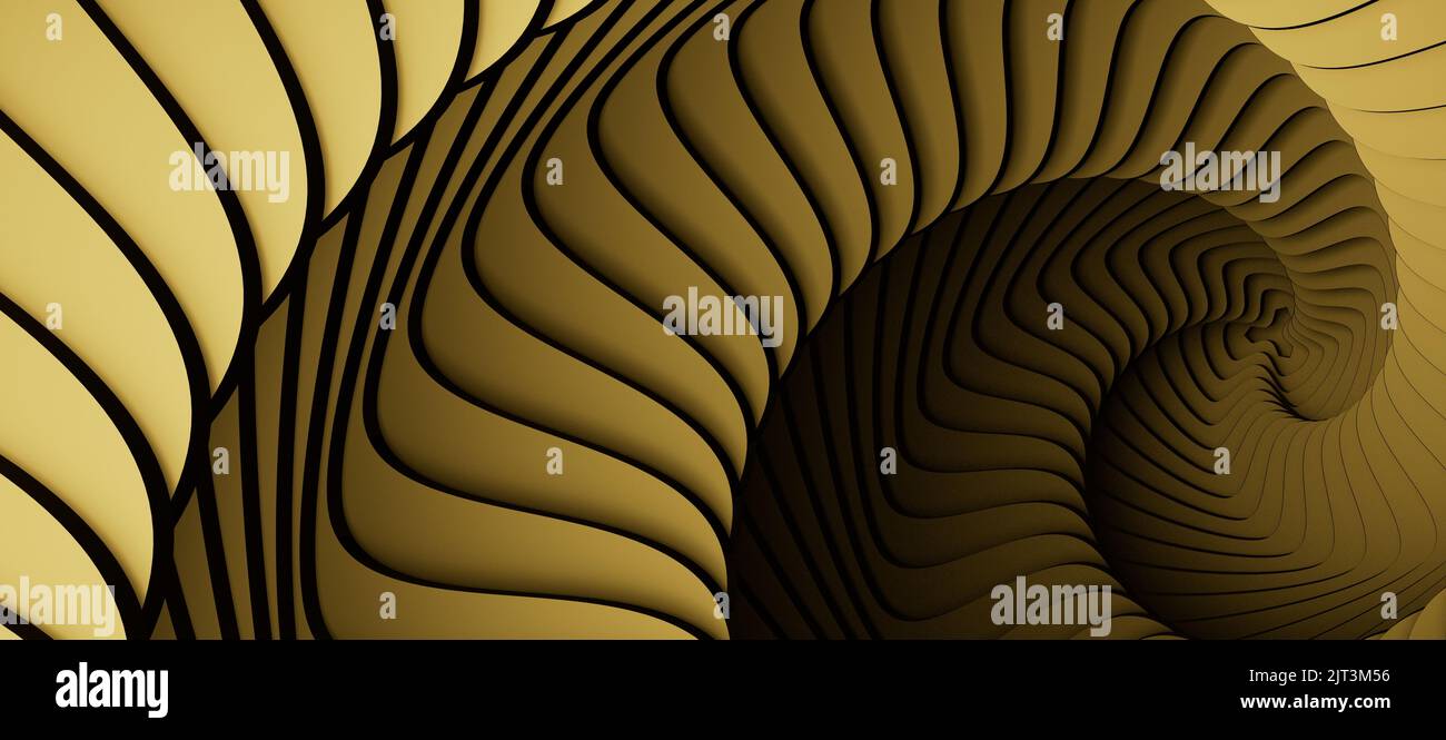 A 3d render of a swirling ridged pattern with golden color Stock Photo ...