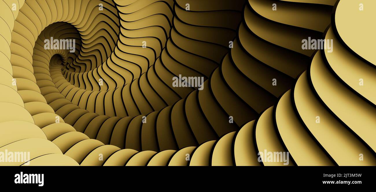 A 3d render of a swirling ridged pattern with golden color Stock Photo ...