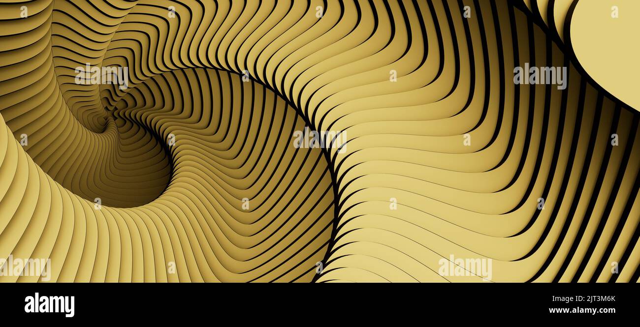A 3d render of a swirling ridged pattern with golden color Stock Photo ...