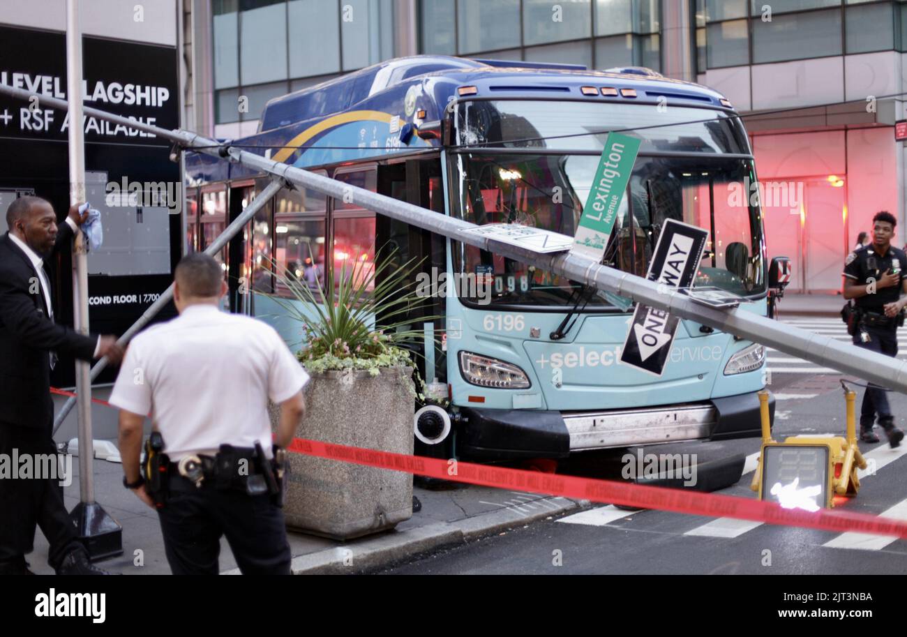 New York, USA. 27th Aug, 2022. (NEW) MTA Bus involved in an accident ...
