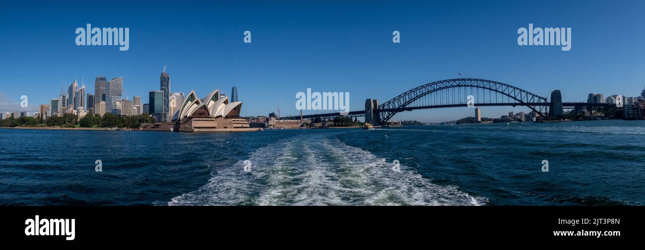 panoramic image of sydney harbour with sydney opera house and the ...