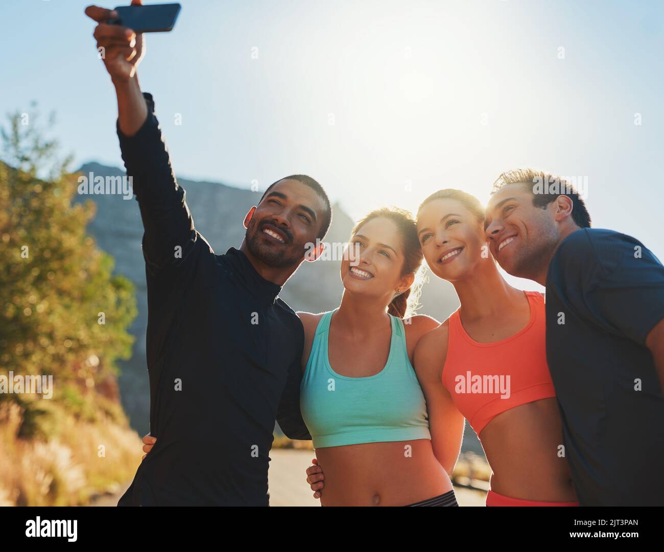 Well motivate others with this selfie. a group of friends taking a ...