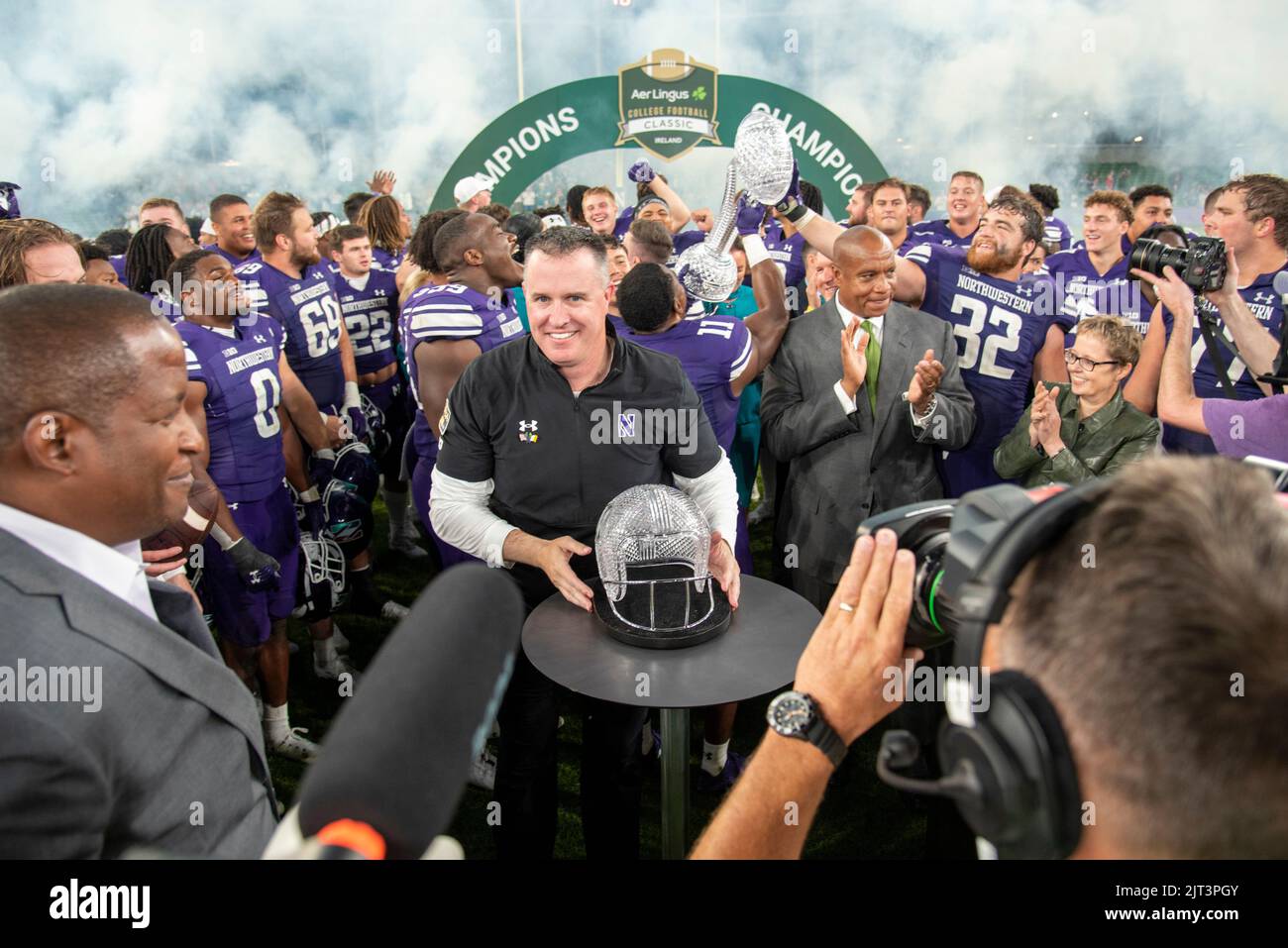 Head football coach Pat Fitzgerald during the Aer Lingus College ...
