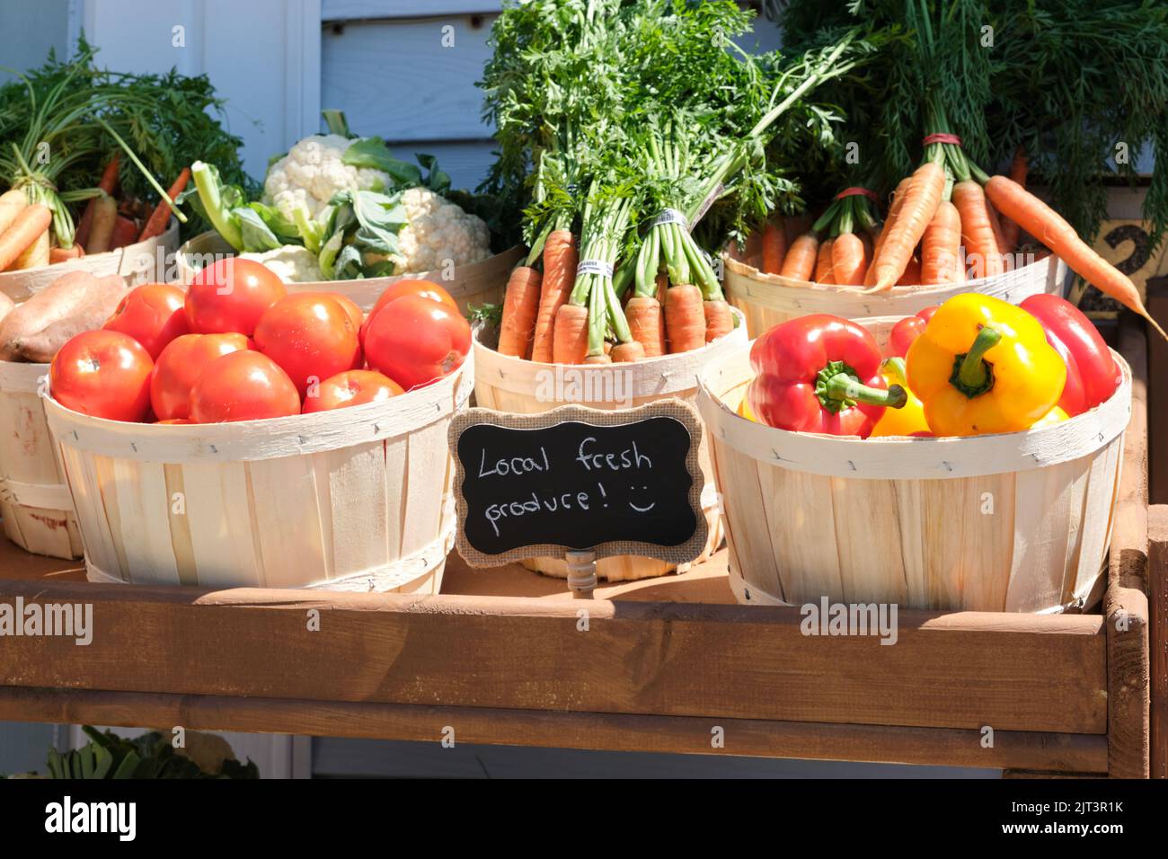 Vegetable and fruit market outdoors display in baskets outside Stock ...
