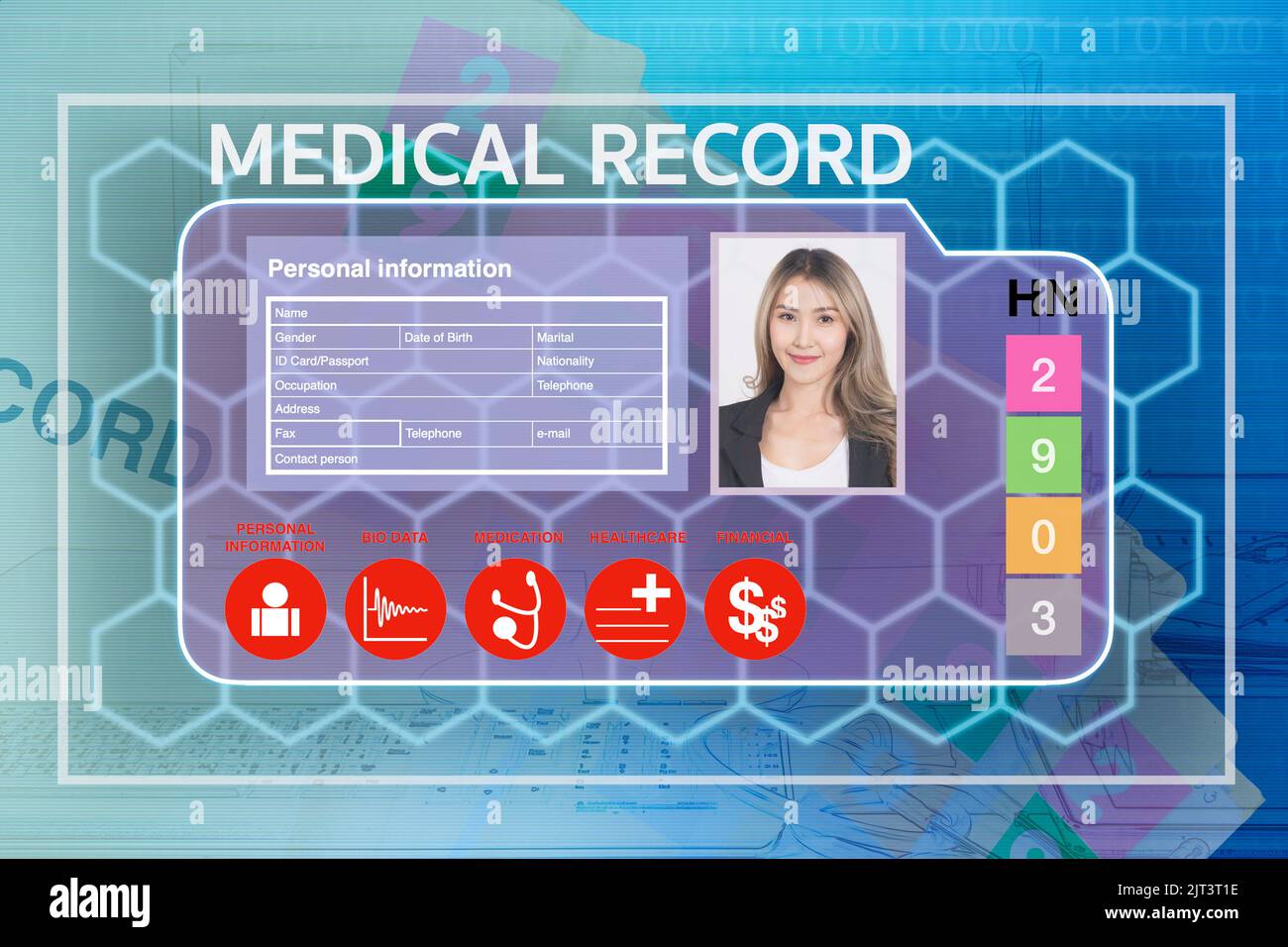 Design of electronic medical record screen showing patient information ...