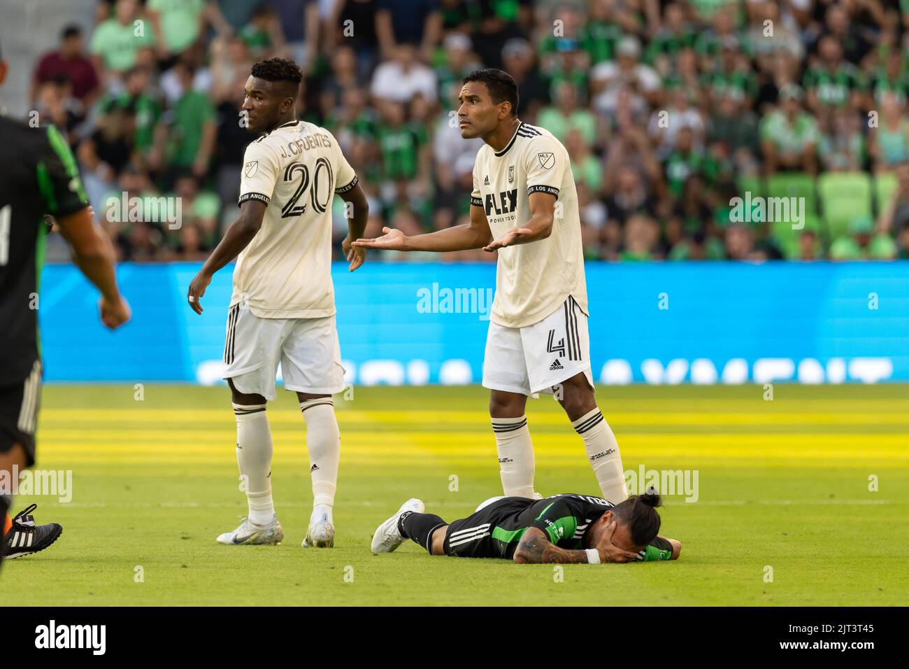 AUSTIN, TX - AUGUST 26: Los Angeles FC defender Eddie Segura (4) looks ...