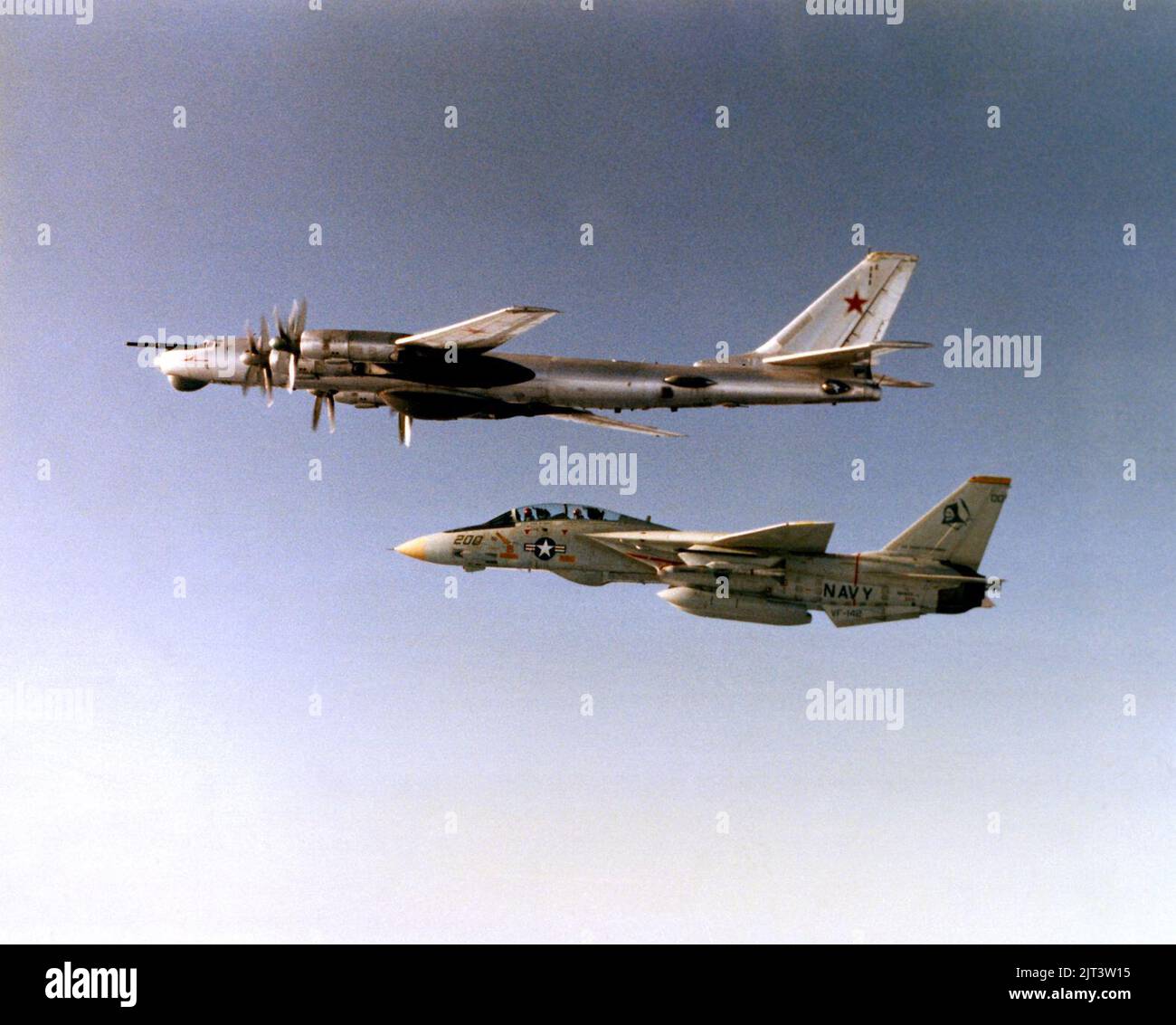 Tu-95 escorted by an F-14 Stock Photo - Alamy