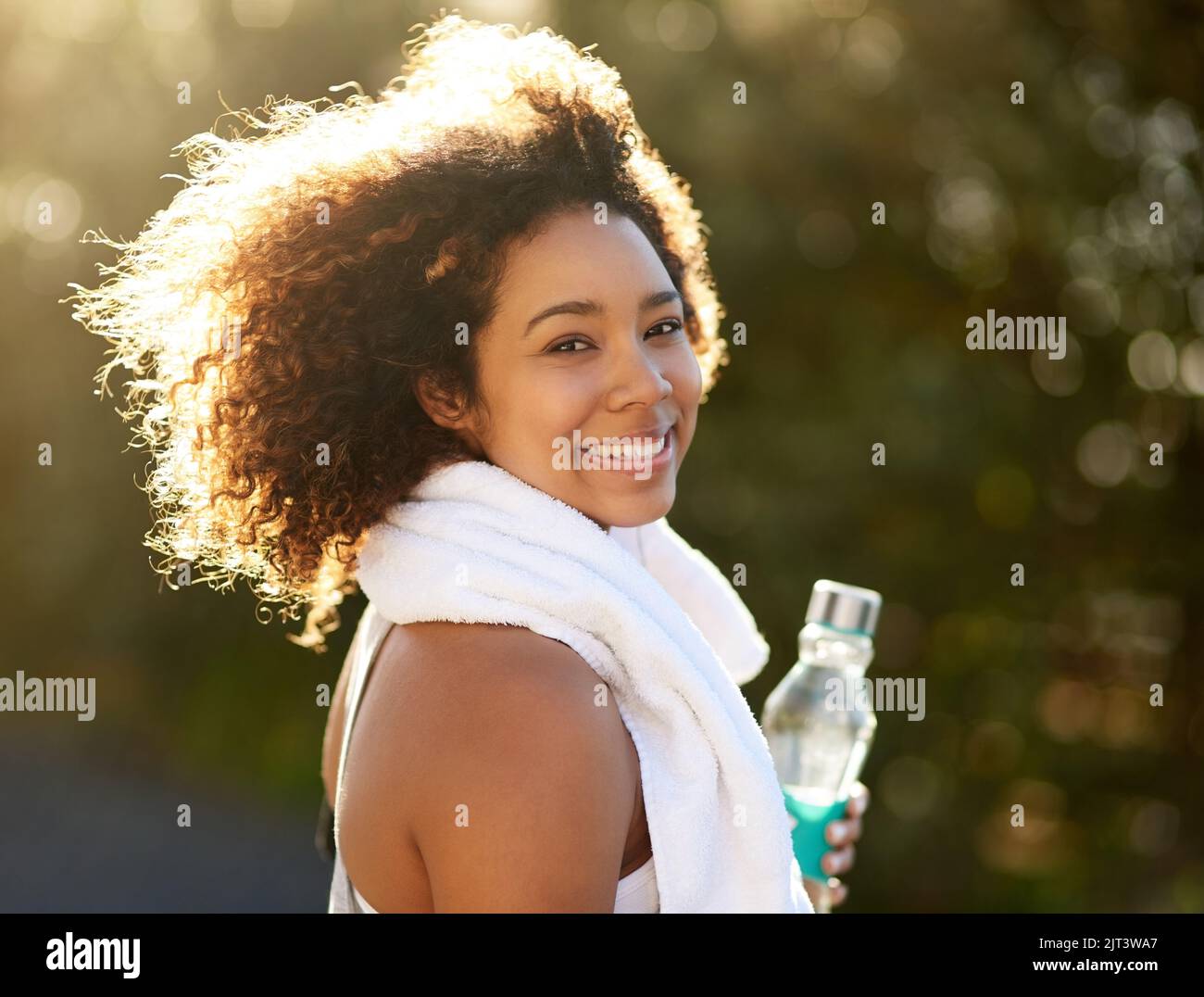 Woman getting a drink of water hi-res stock photography and images - Alamy