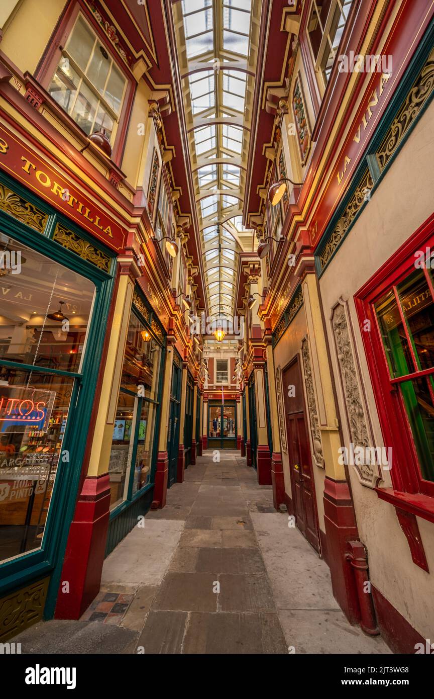 London, UK - August 25, 2022: Inside amazing Leadenhall Market in the ...