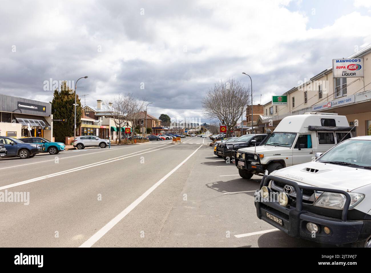 Oberon town centre, regional town in New South Wales,Australia on a ...