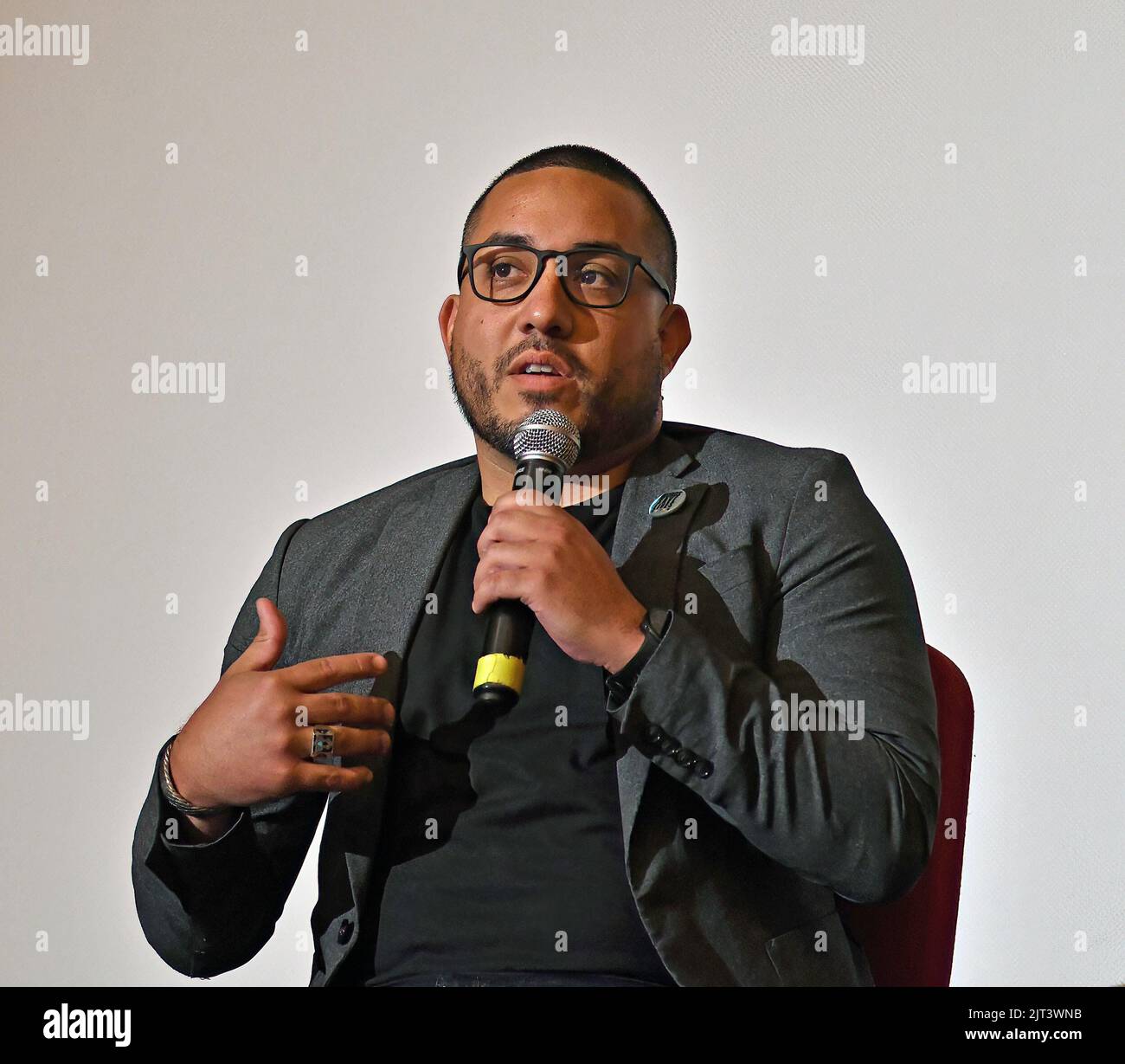 EMPORIA, KANSAS - AUGUST 27, 2022 Huascar Medina describes his ...