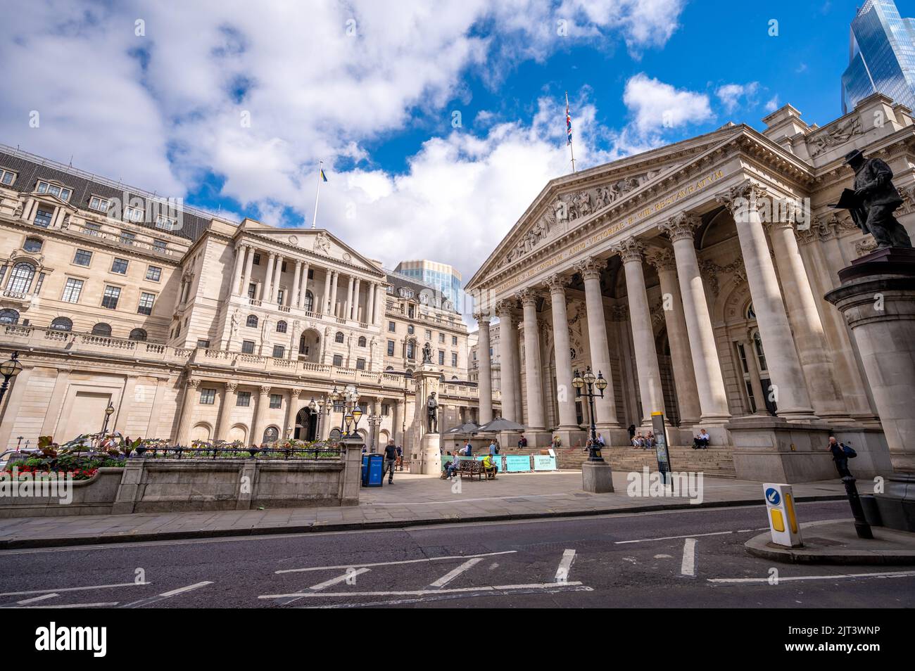 London, UK - August 25, 2022: Bank of England and Royal Exchange ...