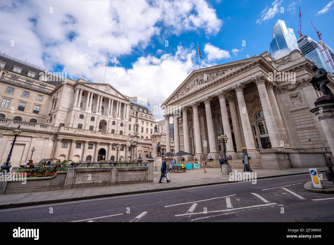 London, UK - August 25, 2022: Bank of England and Royal Exchange ...