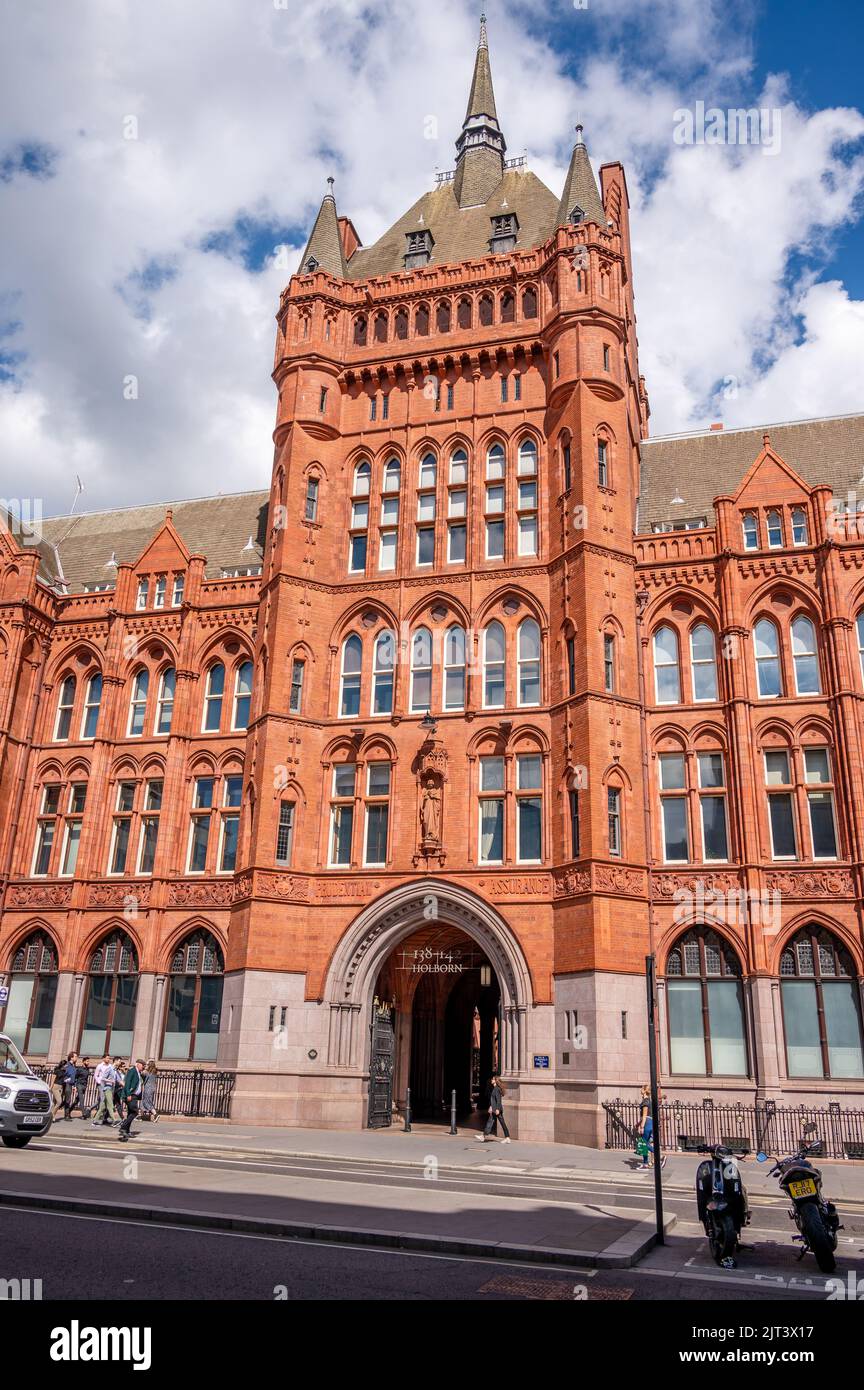 London, UK - August 25, 2022: Exterior of historic building on Holborn ...