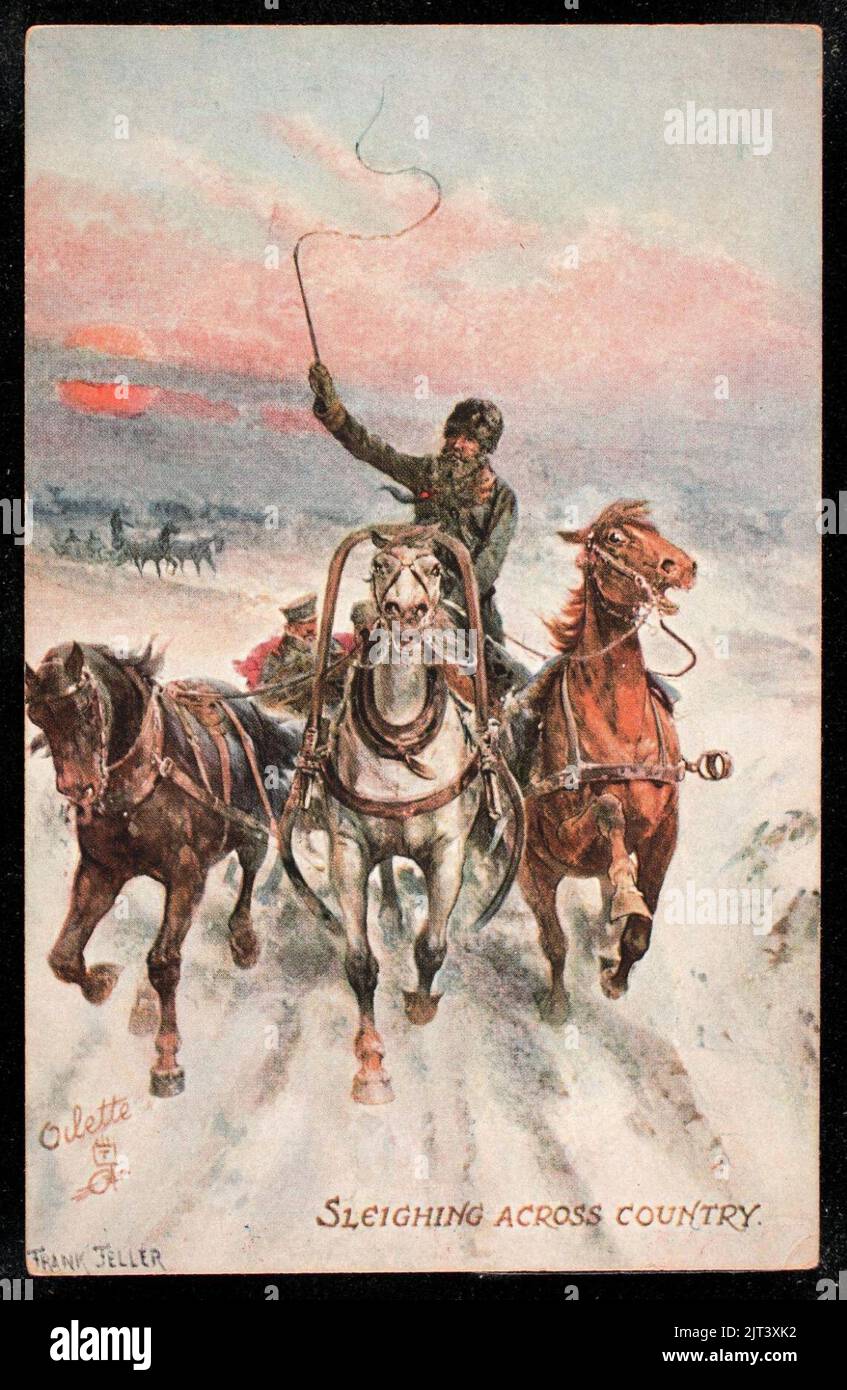 Tuck Postcards by Frank Feller-Sleighing across country Stock Photo - Alamy