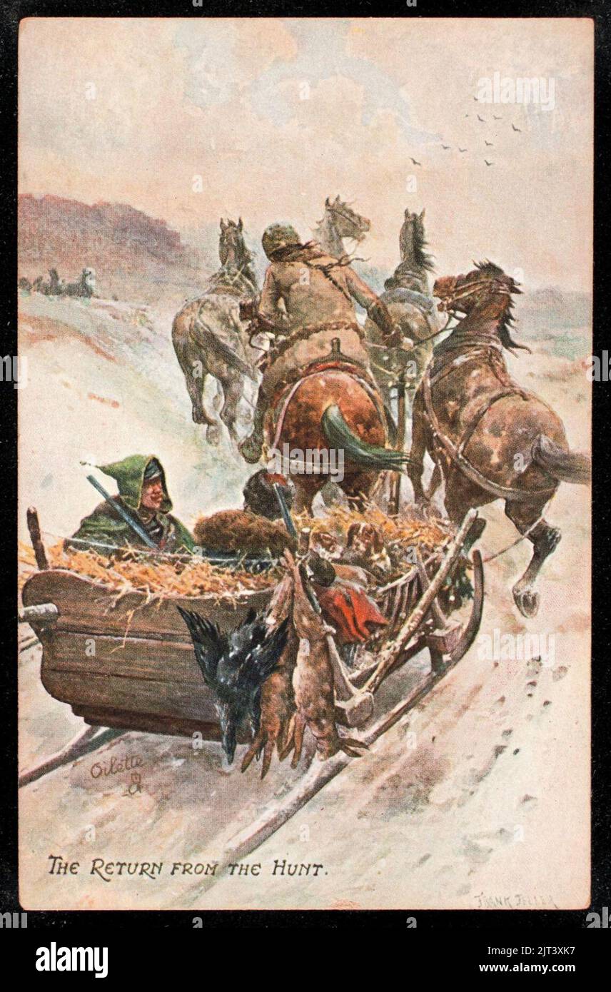 Tuck Postcards by Frank Feller-The Return from the Hunt Stock Photo - Alamy