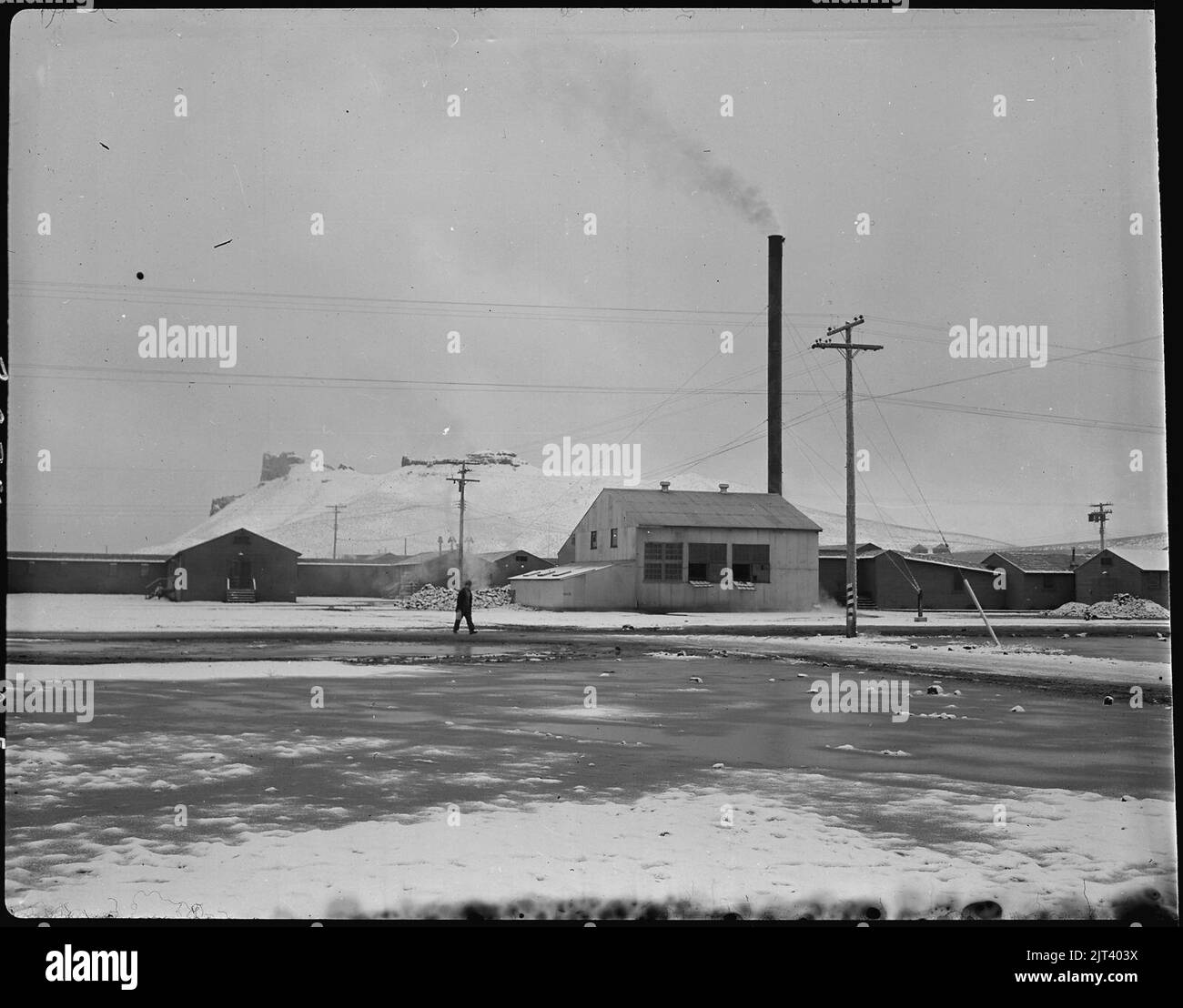Tule Lake Relocation Center, Newell, California. A winter time view of ...