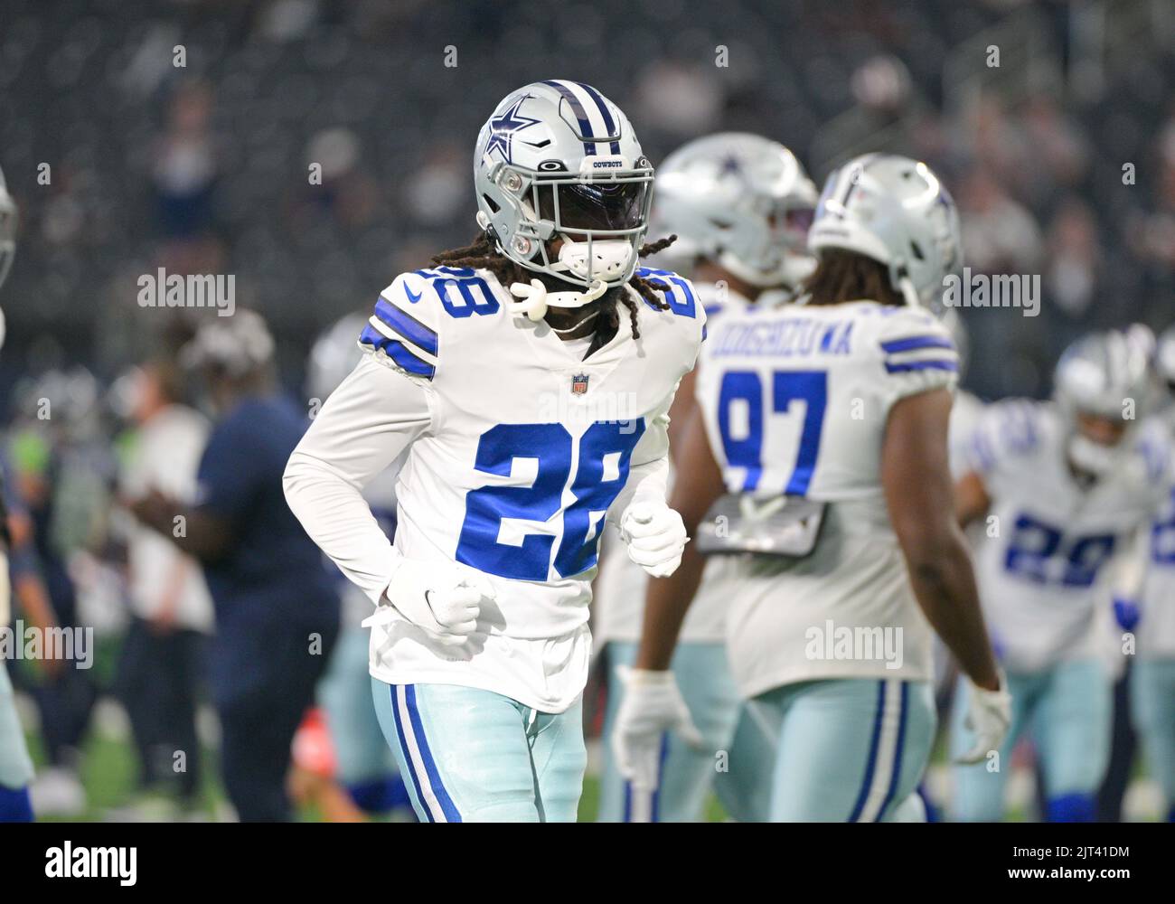 August 26 2022: Dallas Cowboys safety Malik Hooker (28) warms up before ...