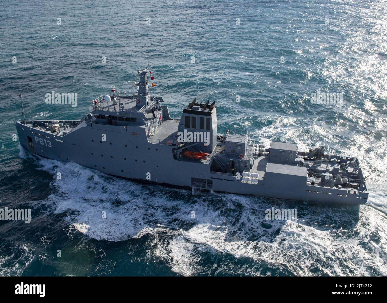 Tunisian Navy offshore patrol vessel Sophonisbe (P613) with US Navy ...