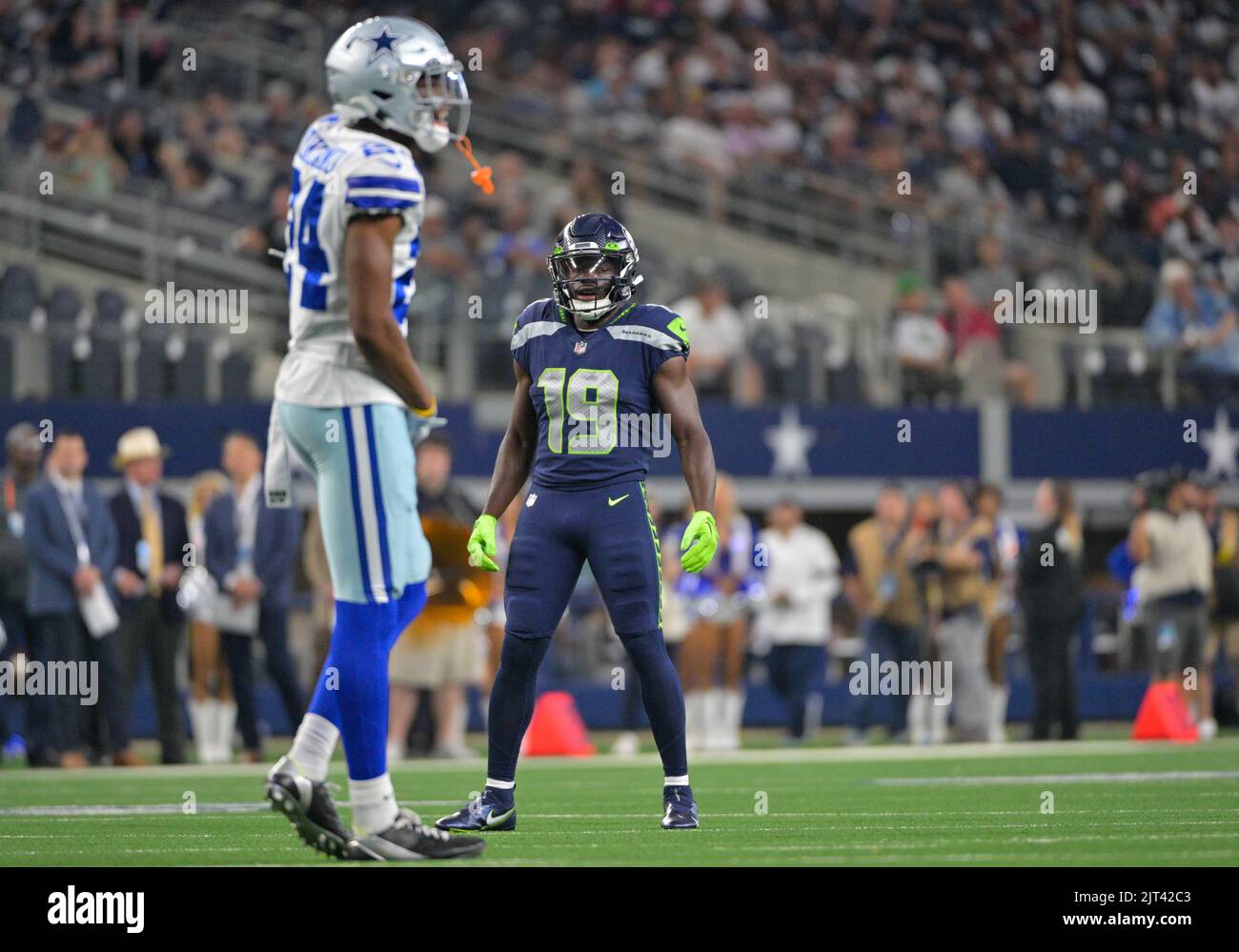 August 26 2022: Seattle Seahawks wide receiver Penny Hart (19) lines up ...