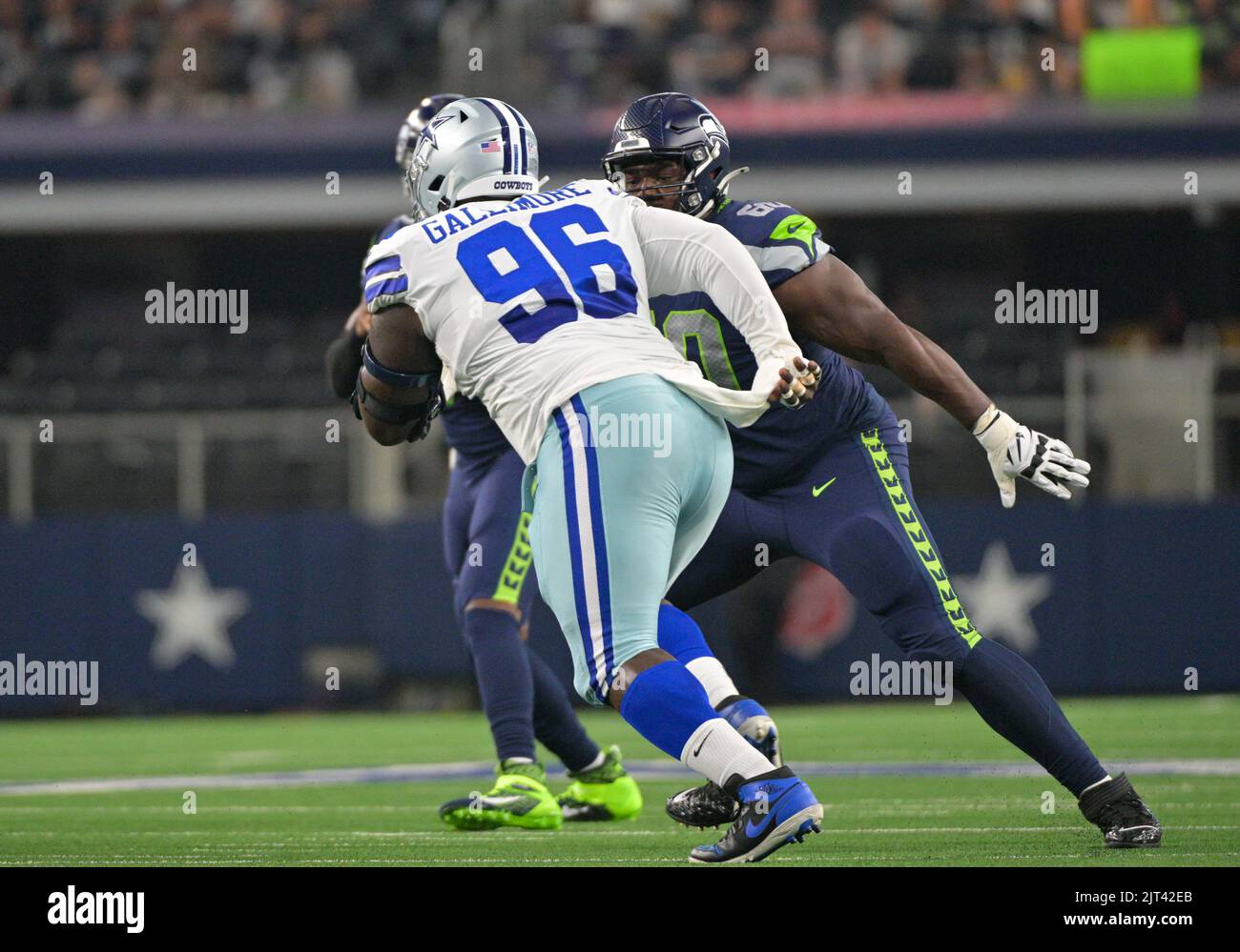 August 26 2022: Seattle Seahawks guard Phil Haynes (60) goes to block ...