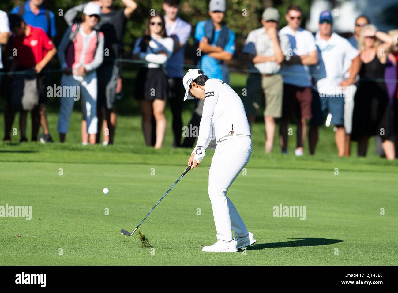August 27, 2022: Narin An of South Korea takes an iron shot from the ...
