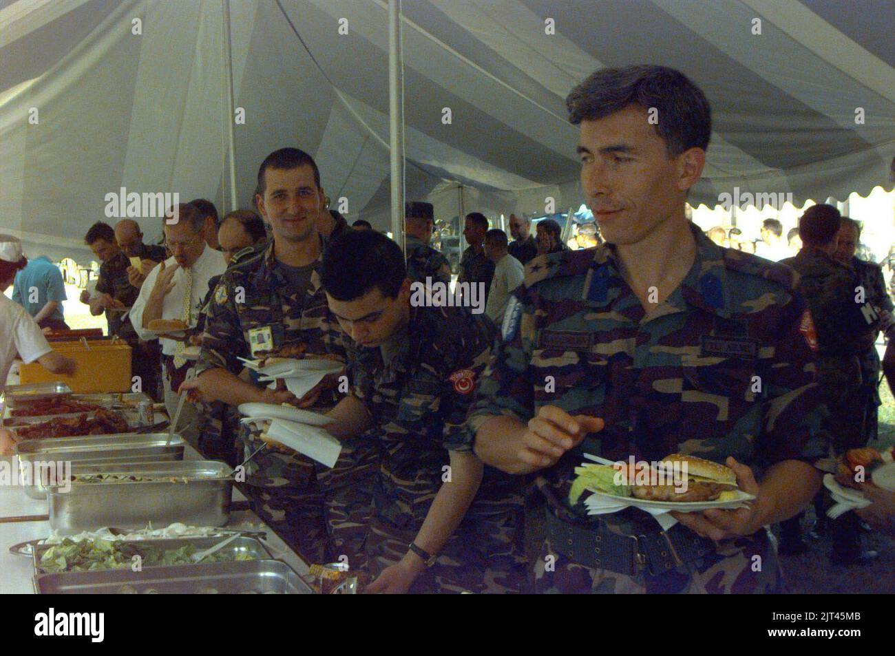 Turkish soldiers enjoy the American style, 4th of July, picnic with ...