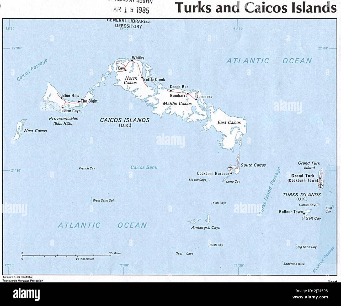 Turks and Caicos Islands 1976 CIA map Stock Photo - Alamy