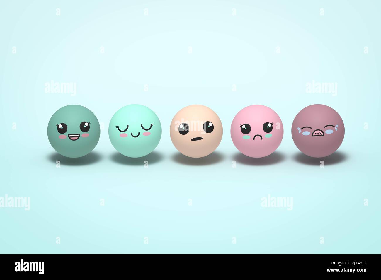 Feedback kawaii style emoji or emoticon scale for rating happy smile ...