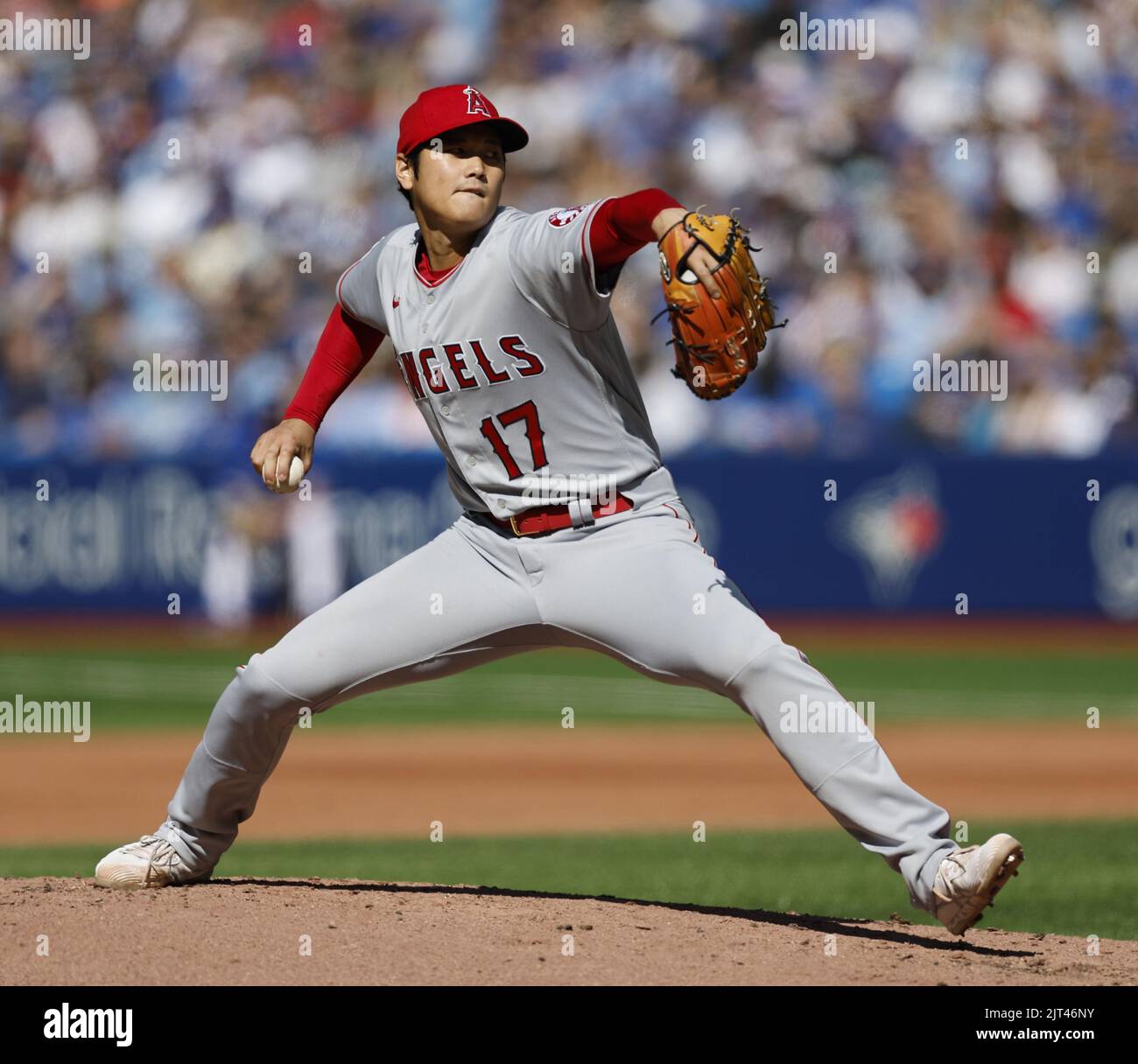 Shohei Ohtani of the Los Angeles Angels pitches in a baseball game ...