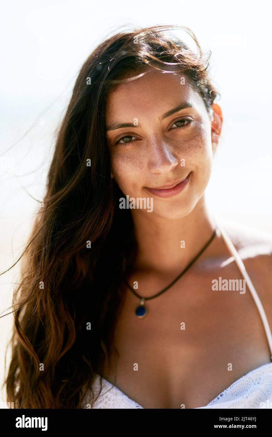 Your freckles make you beautiful. Closeup shot of a beautiful young ...