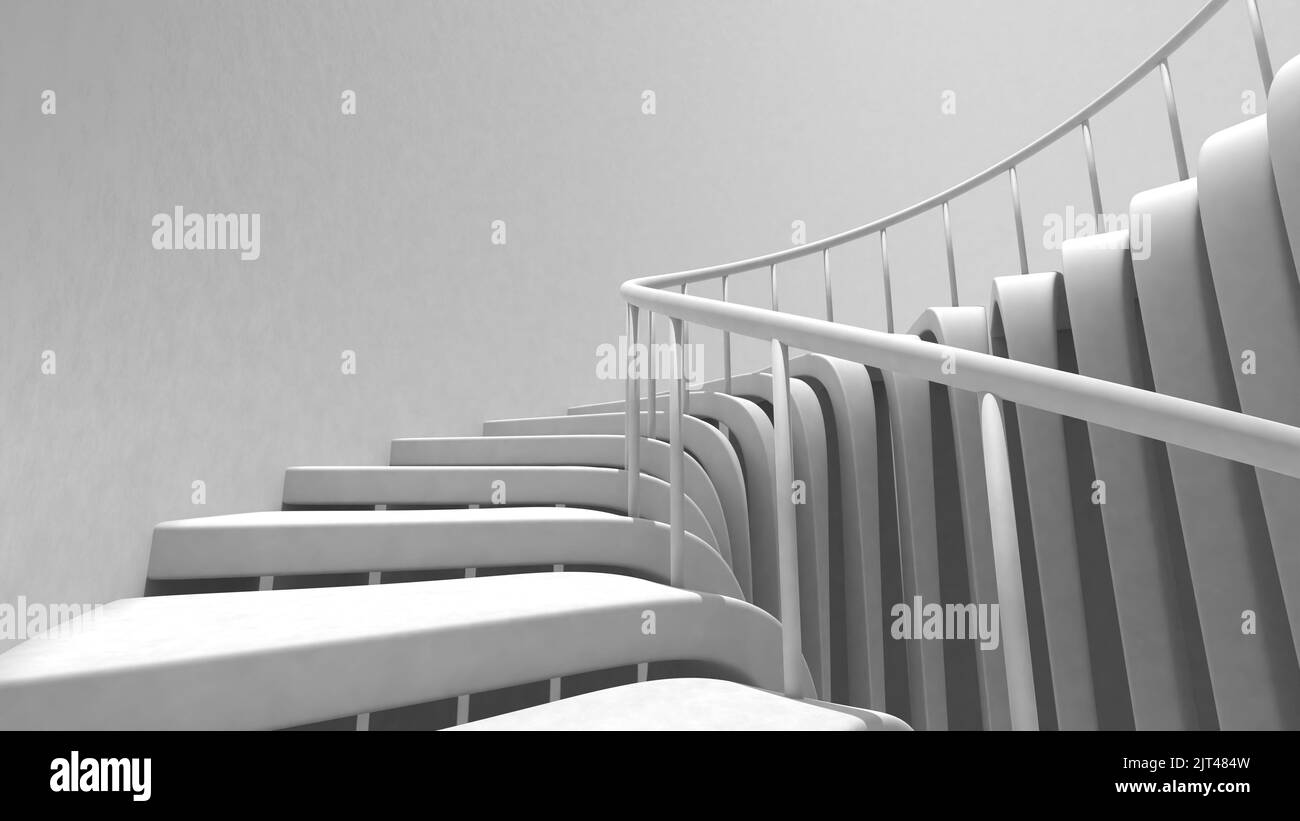 rendered simple-3D scene of spiral staircase with interesting design in ...