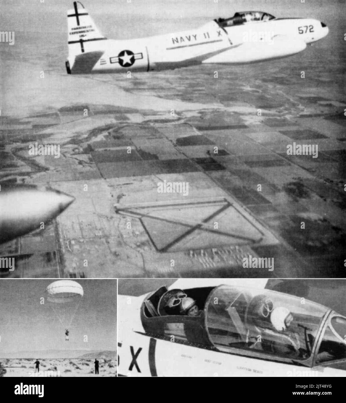 TV-2 ejection seat test aircraft over NAAF El Centro 1951 Stock Photo ...