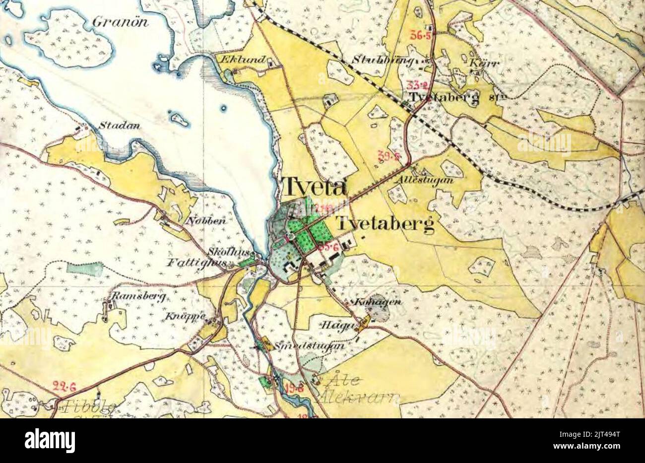 Tveta kyrka, Tvetaberg 1900 Stock Photo - Alamy