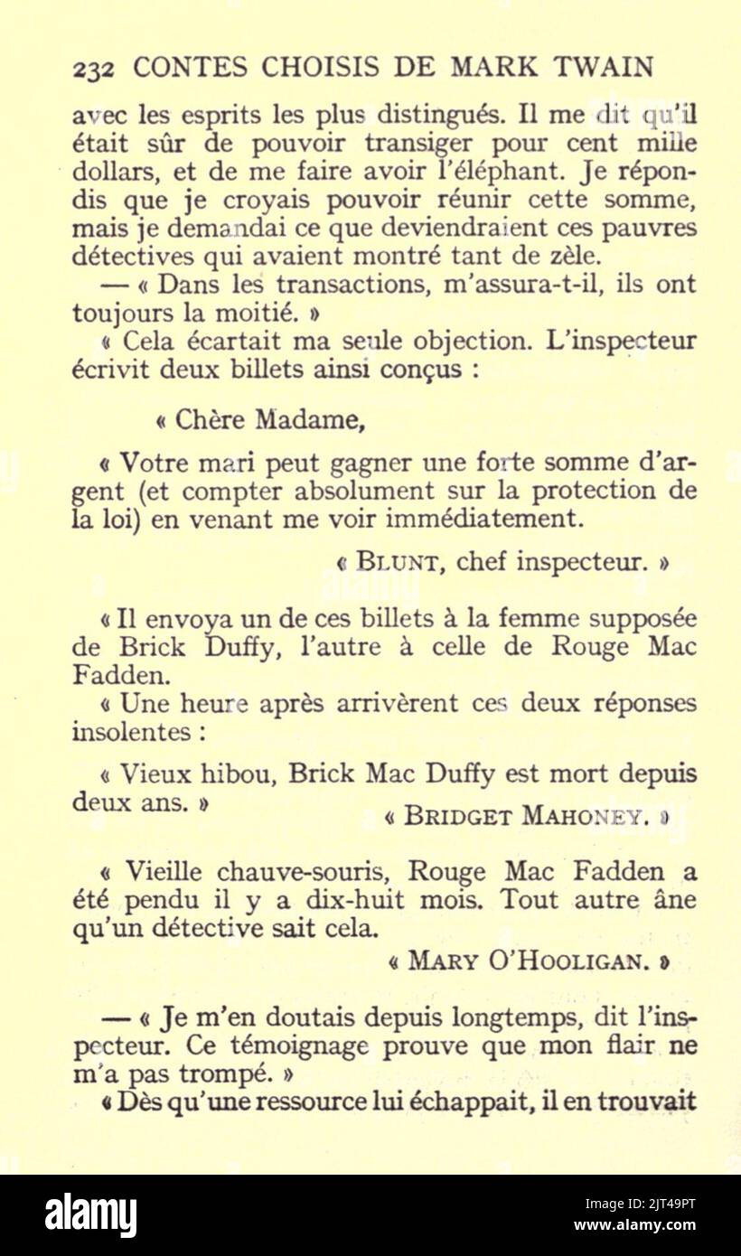 Twain - Contes choisis, p. 232 Stock Photo - Alamy
