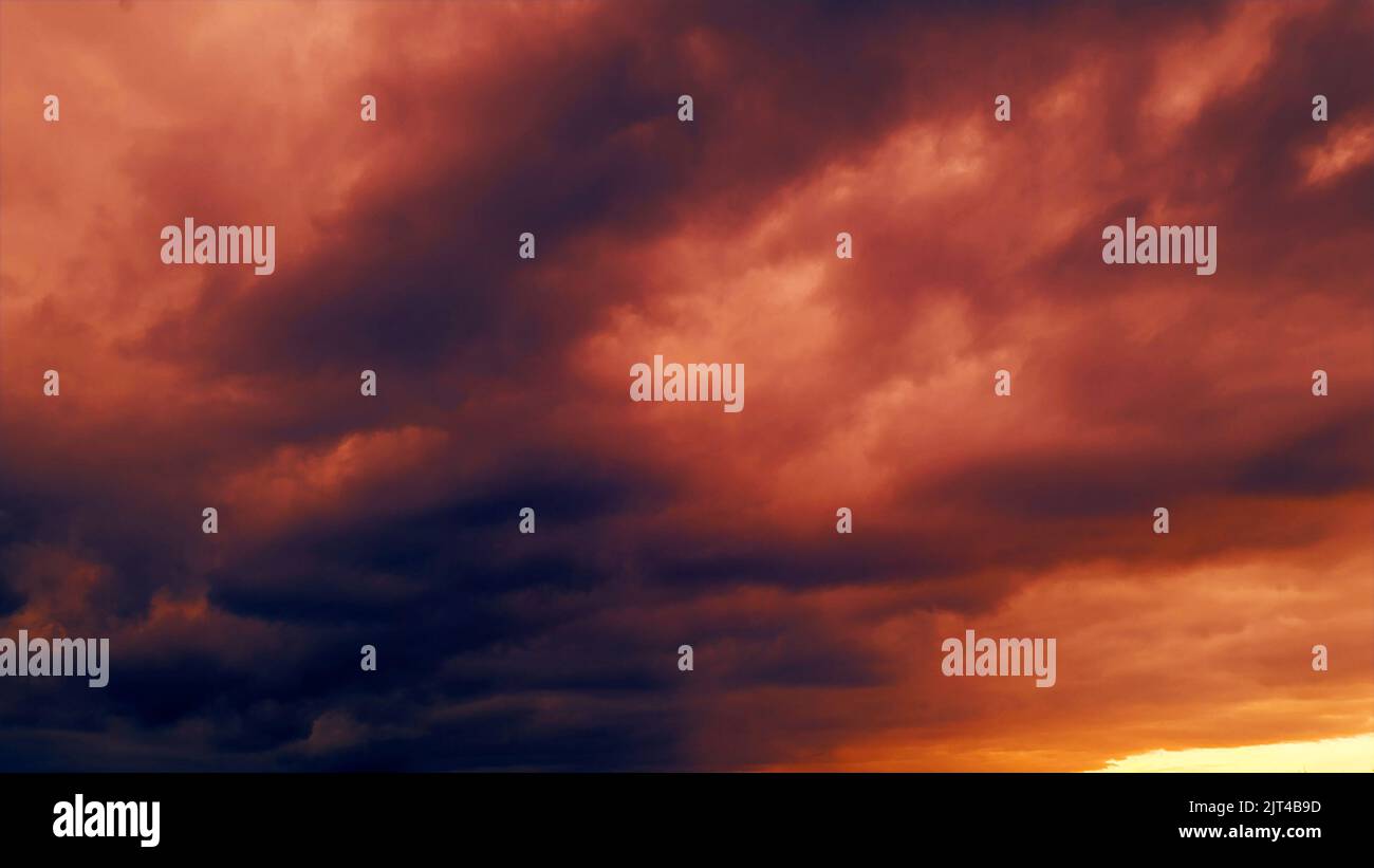 red and gold romantic sunset clouds backdrop - abstract 3D rendering ...